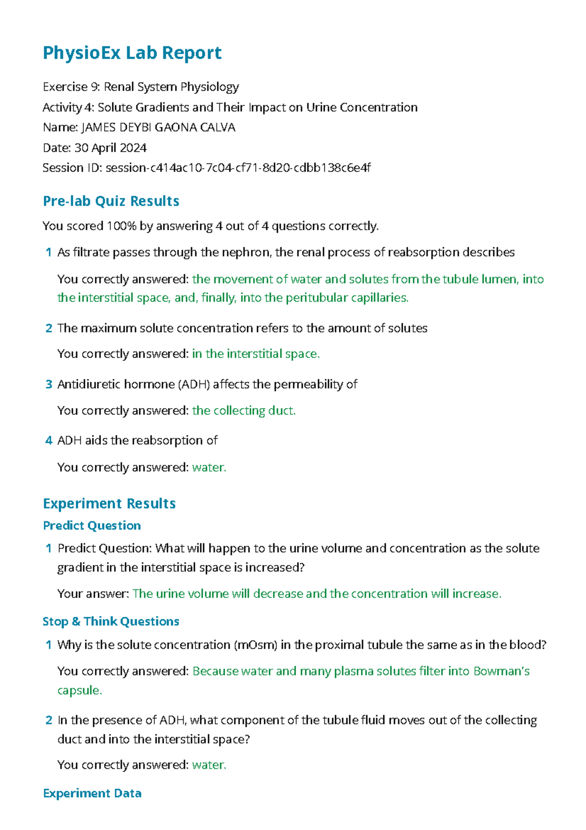 Physio Ex Exercise 9 Activity 4 - PhysioEx Lab Report Exercise 9 ...