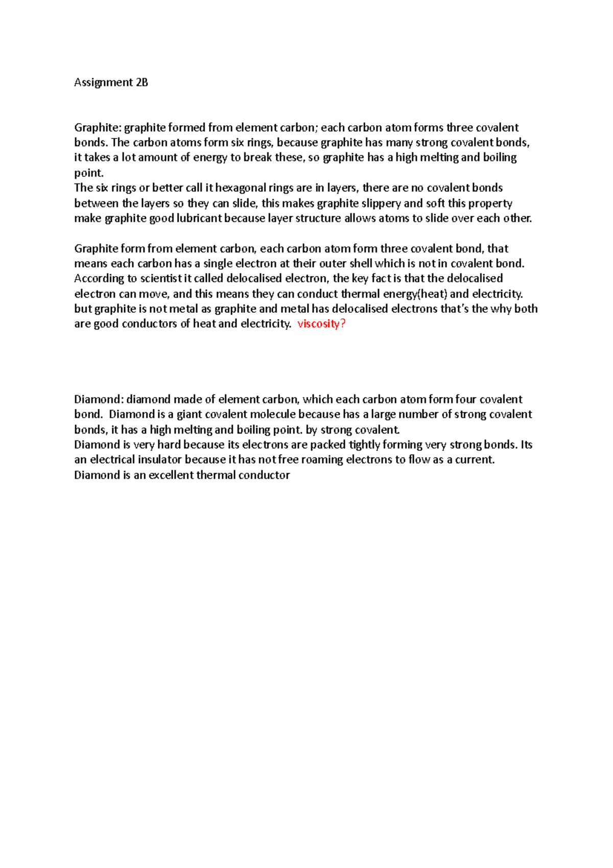 Assignment 2B - Assignment 2B Graphite: graphite formed from element ...