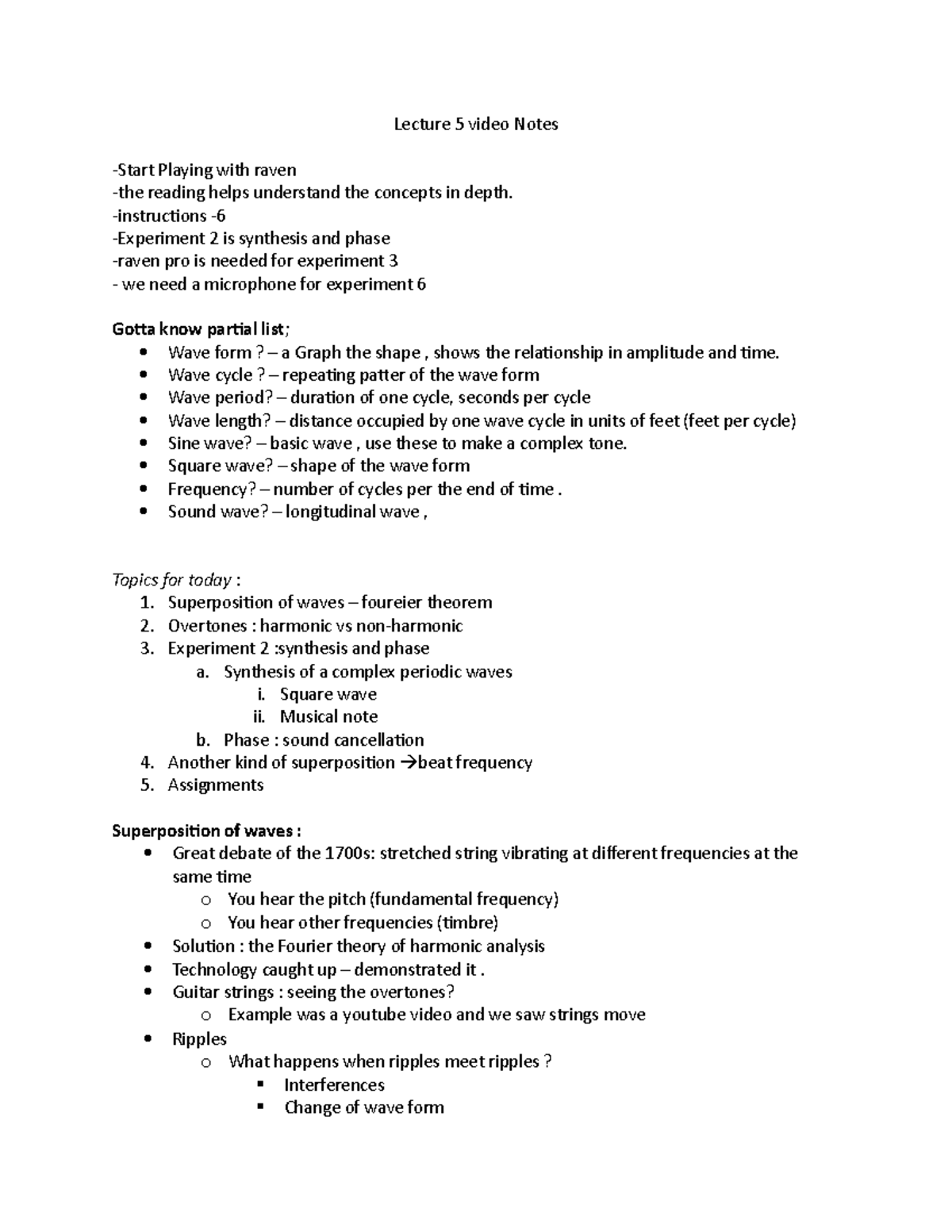 Lecture 5 video Notes - Lecture 5 video Notes Playing with raven ...