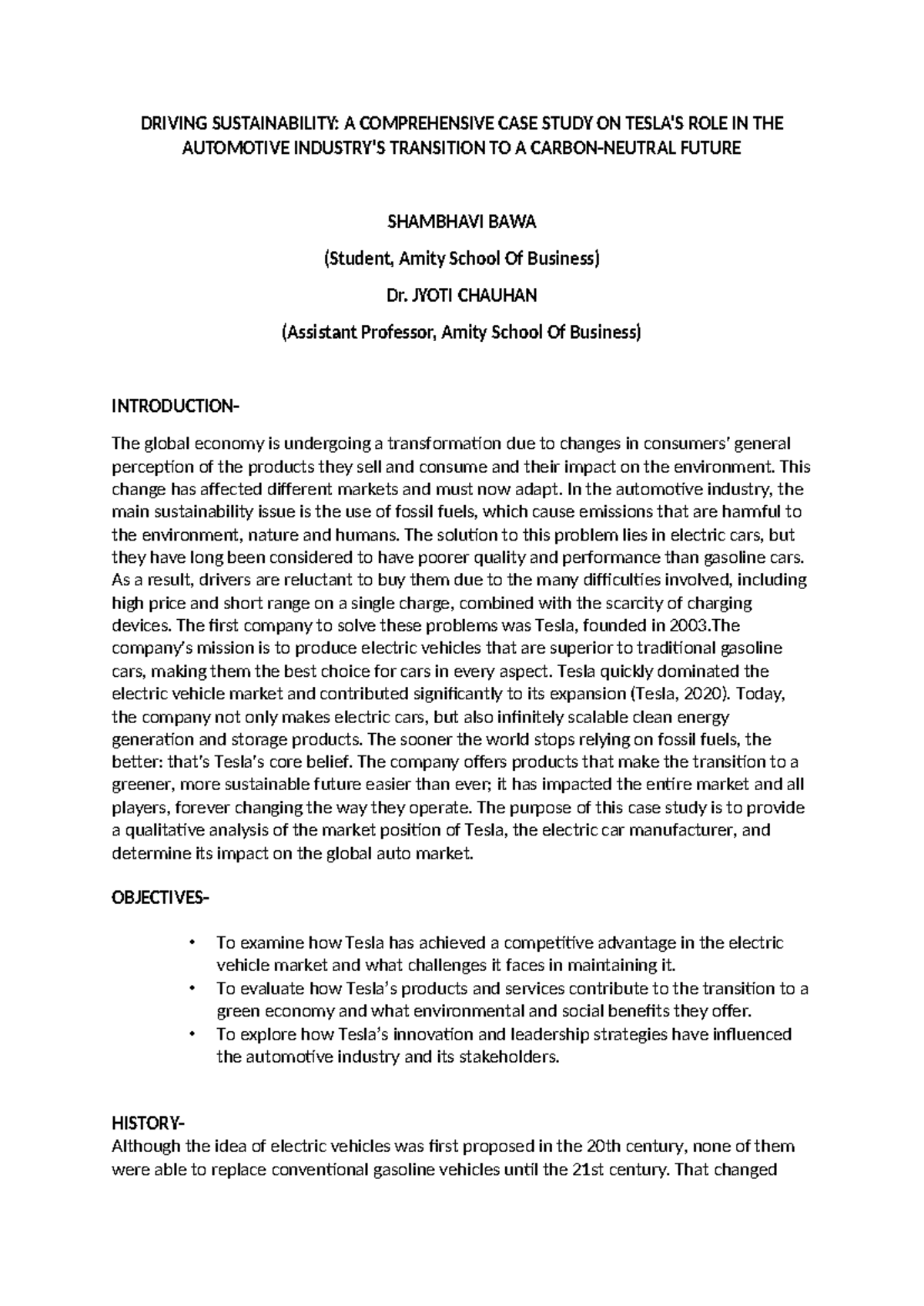 CASE Study - DRIVING SUSTAINABILITY: A COMPREHENSIVE CASE STUDY ON ...