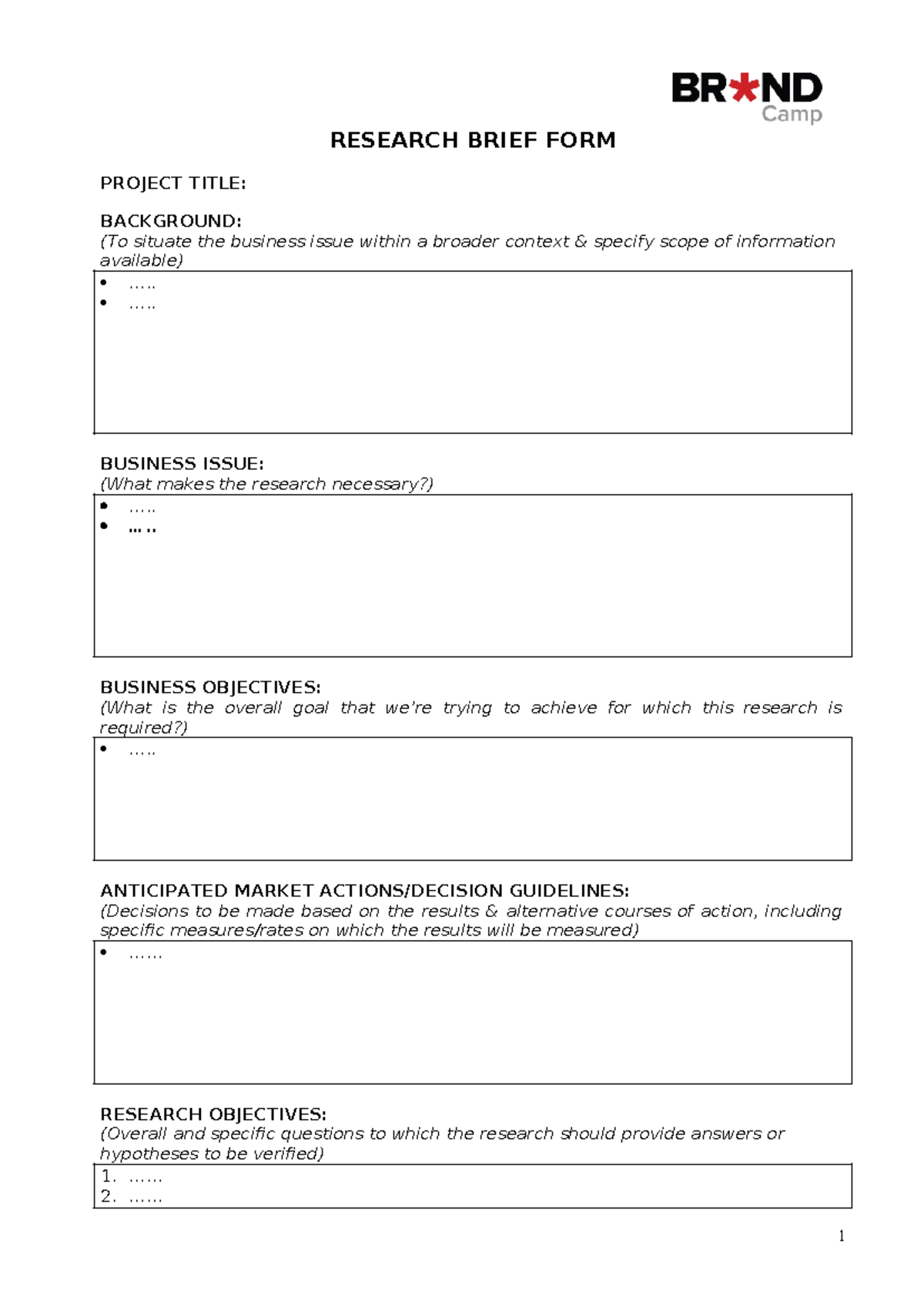 FMR Research-Brief-Form - RESEARCH BRIEF FORM PROJECT TITLE: BACKGROUND ...