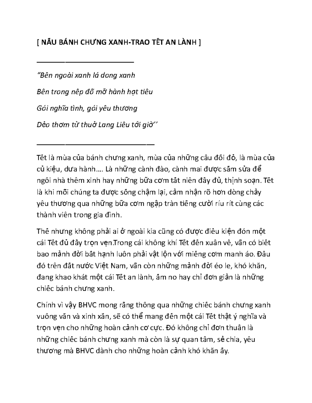 Bài bung nhóm 1 - dfdgf - [ NẤẤU BÁNH CH ƯNG XANH-TRAO TẾẤT AN LÀNH