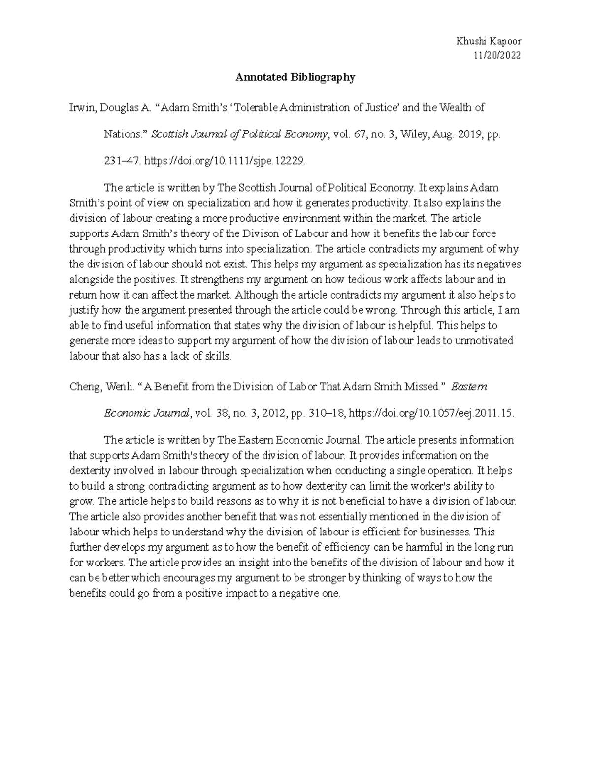 Annotated Bibliography - Khushi Kapoor 11/20/ Annotated Bibliography ...