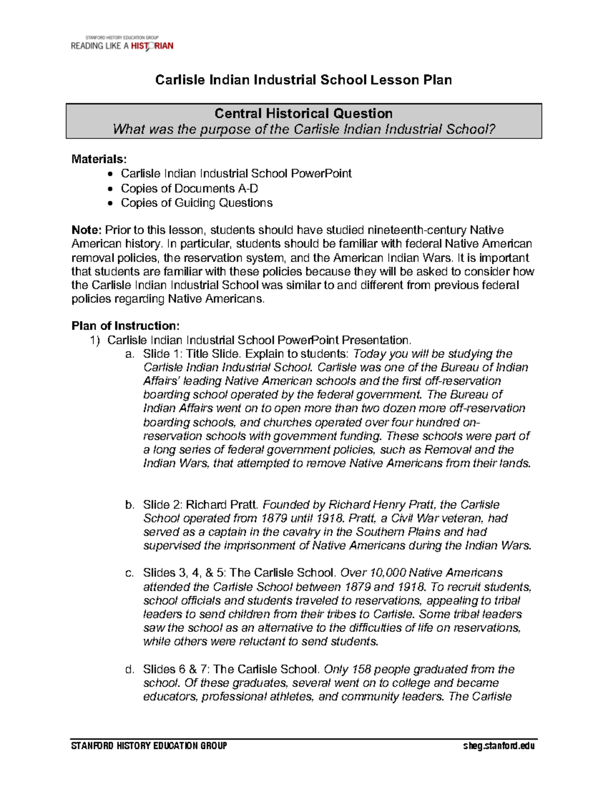 Carlisle Indian School - HIST 24 - Studocu