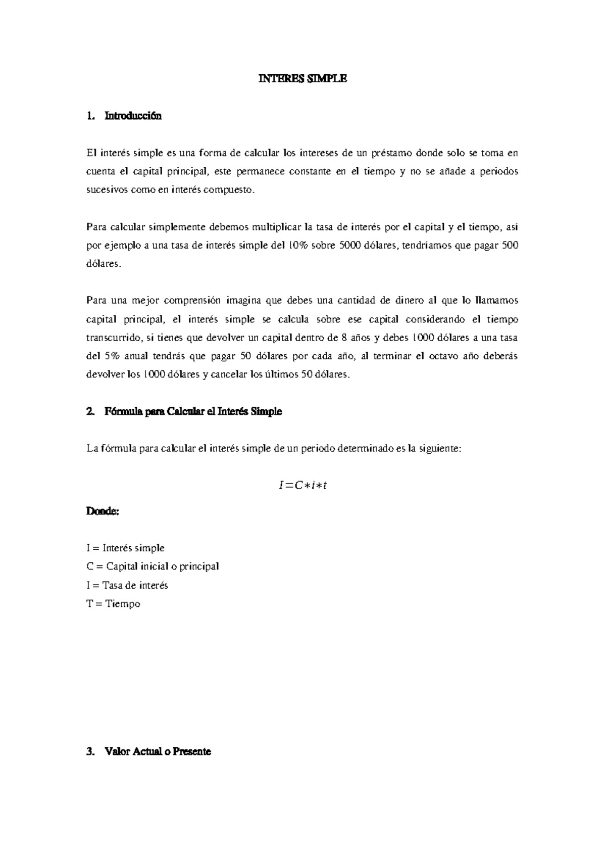 Ejemplos Resueltos de Interés Simple - INTERES SIMPLE 1. Introducción ...