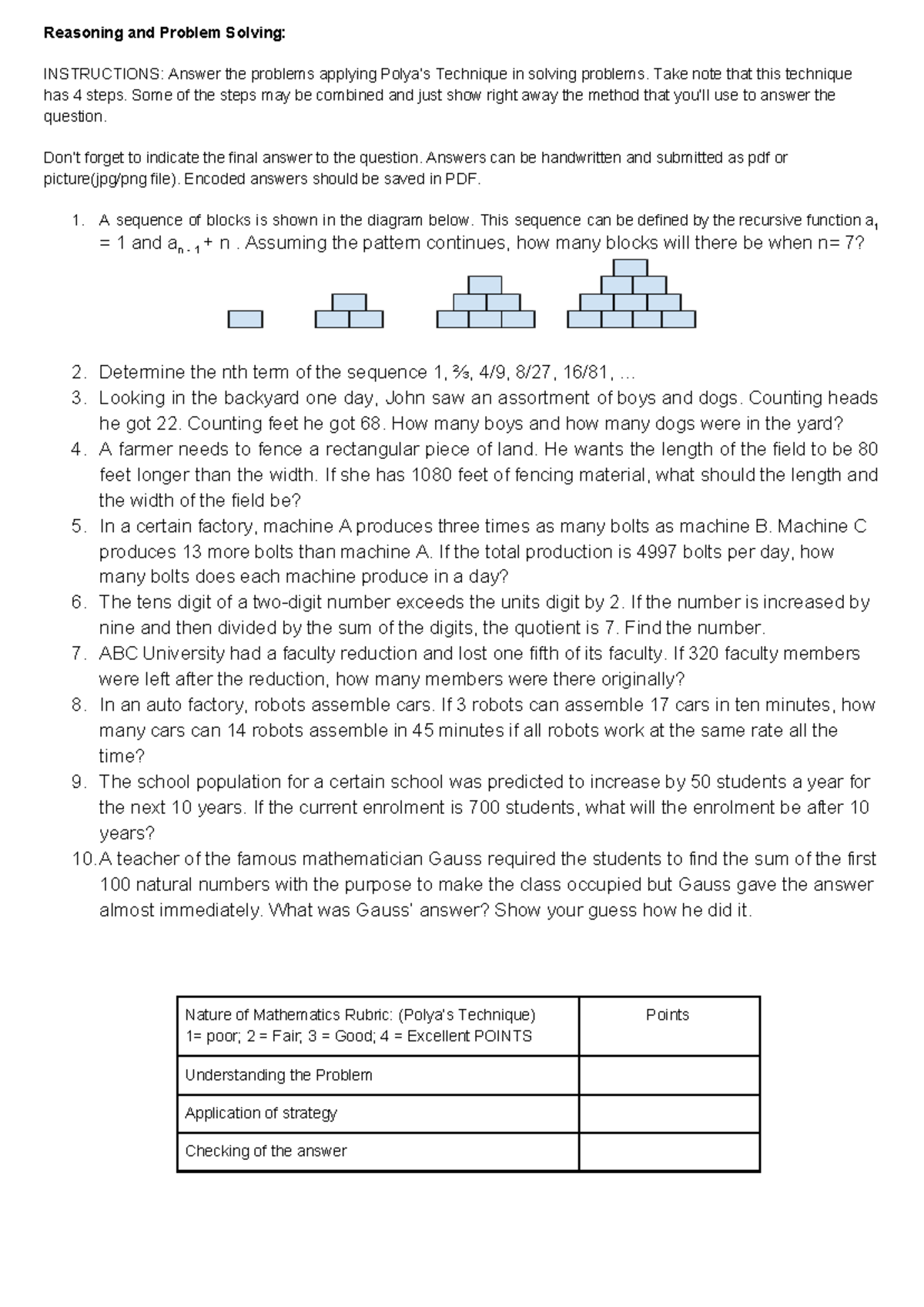 Exercise 4b - Reasoning and Problem Solving: INSTRUCTIONS: Answer the ...