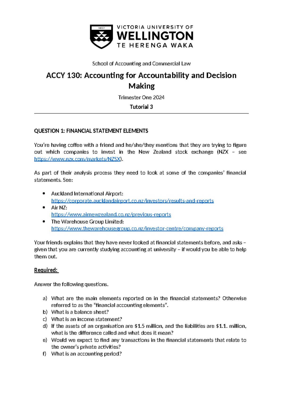 ACCY 130: Understanding Financial Statement Elements - Tutorial 3 ...