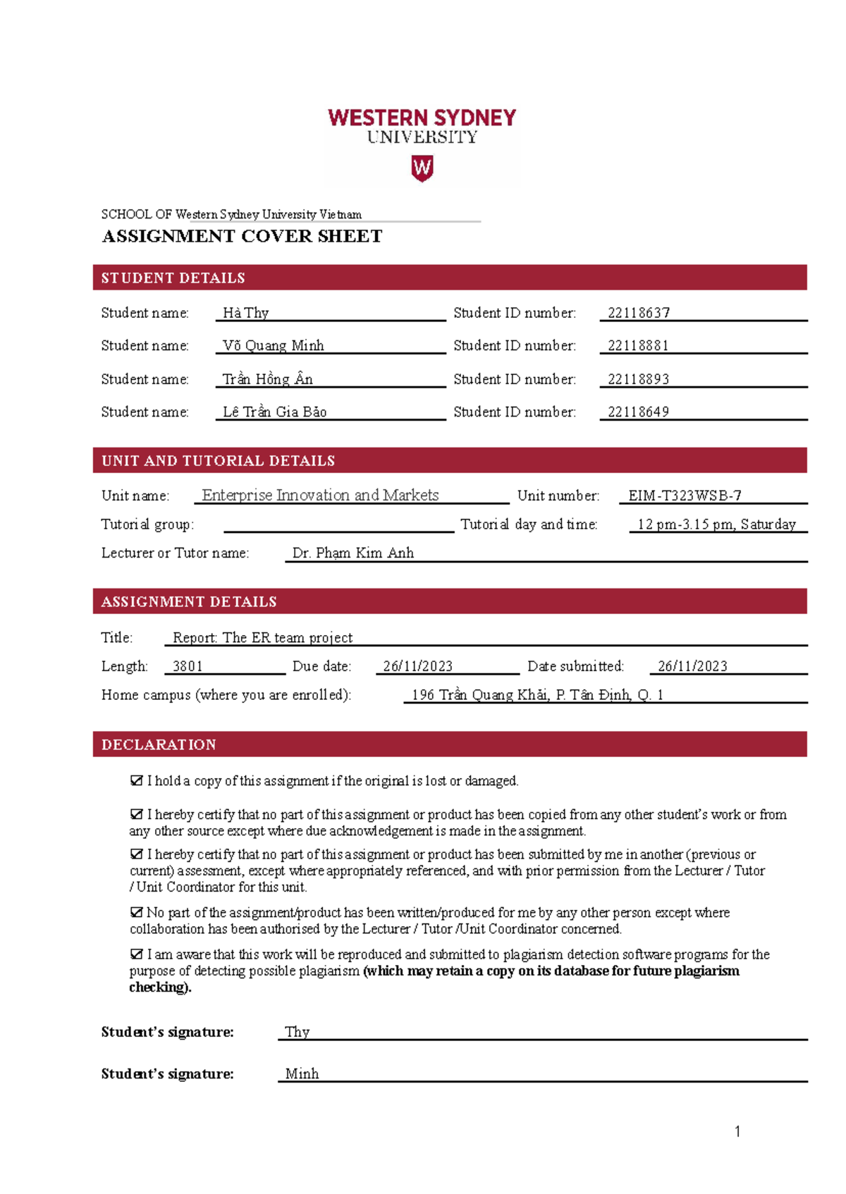 EIM-7 ER Project Nike Group 8 - SCHOOL OF Western Sydney University ...