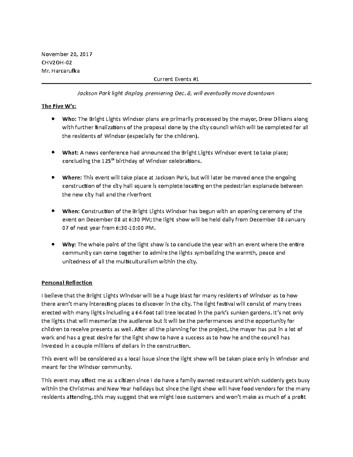 Local Current Events - study guide - November 20, 2017 CHV2OH- Mr ...