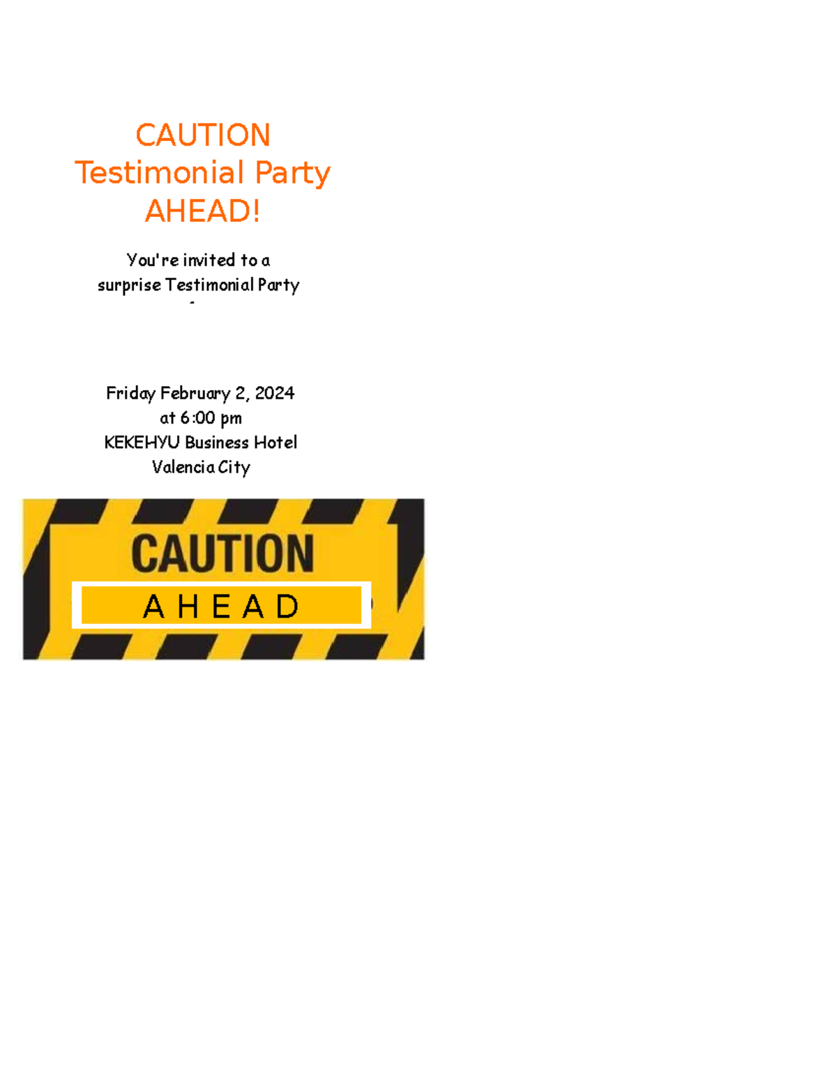 Invitation letter - language education - CAUTION Testimonial Party ...