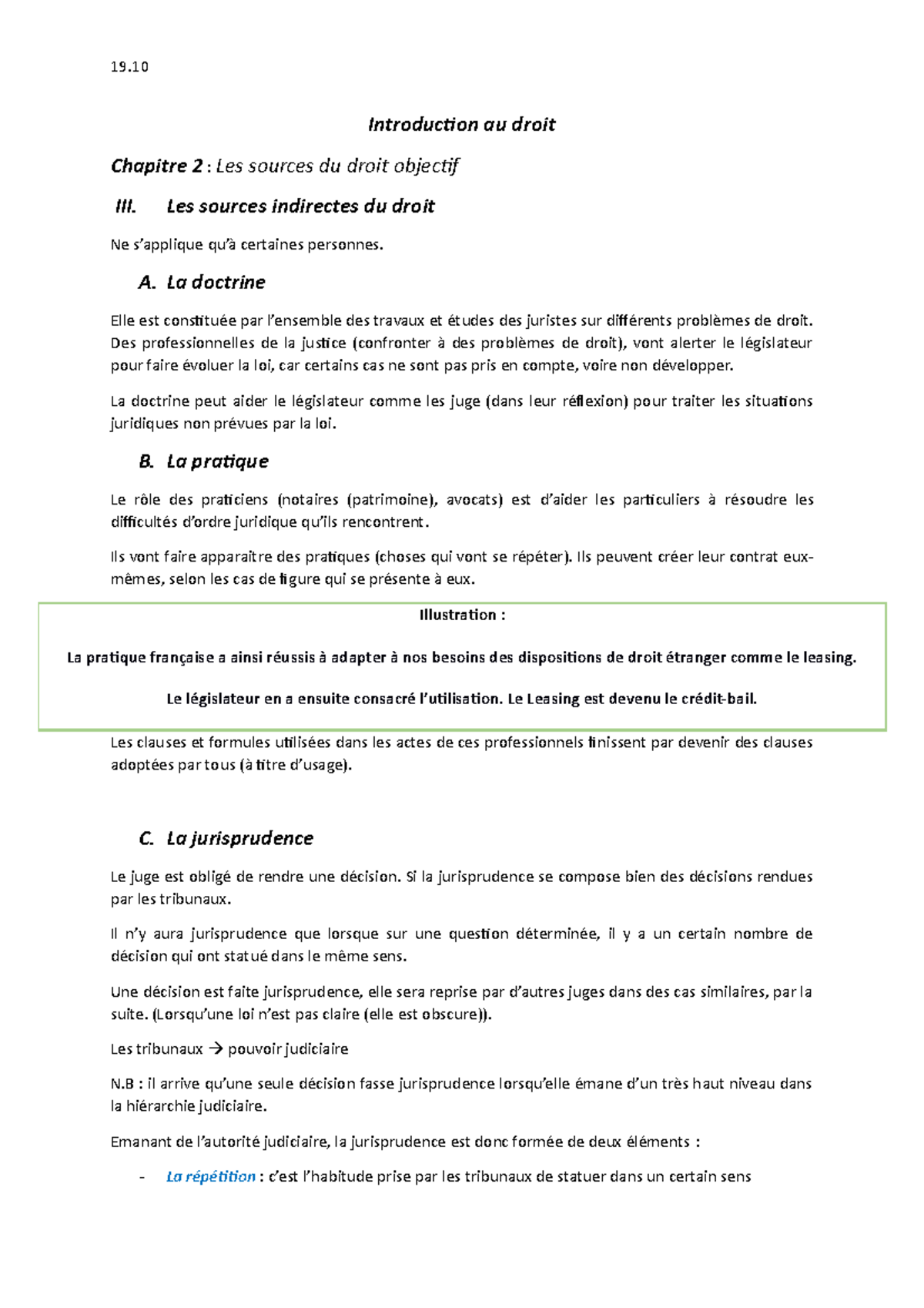 CM droit 6 19 - 19. Introduction au droit Chapitre 2 : Les sources du droit objectif III. Les ...