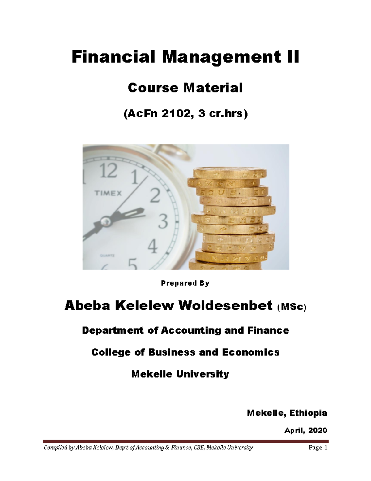 Financial Management II - Financial Management II Course Material (AcFn ...