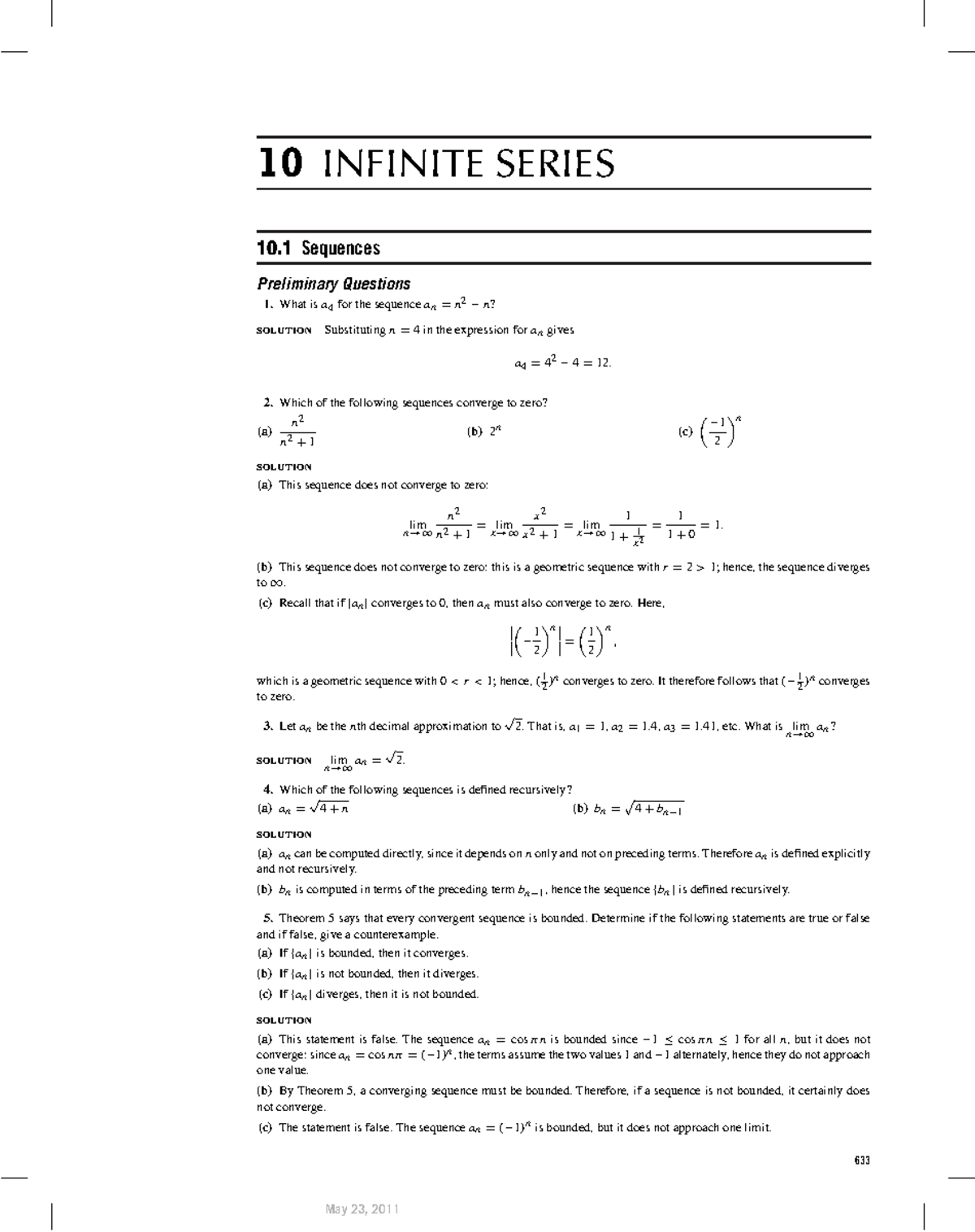 Chap10-et-student-solutions 2e - 10 INFINITE SERIES 10 Sequences ...