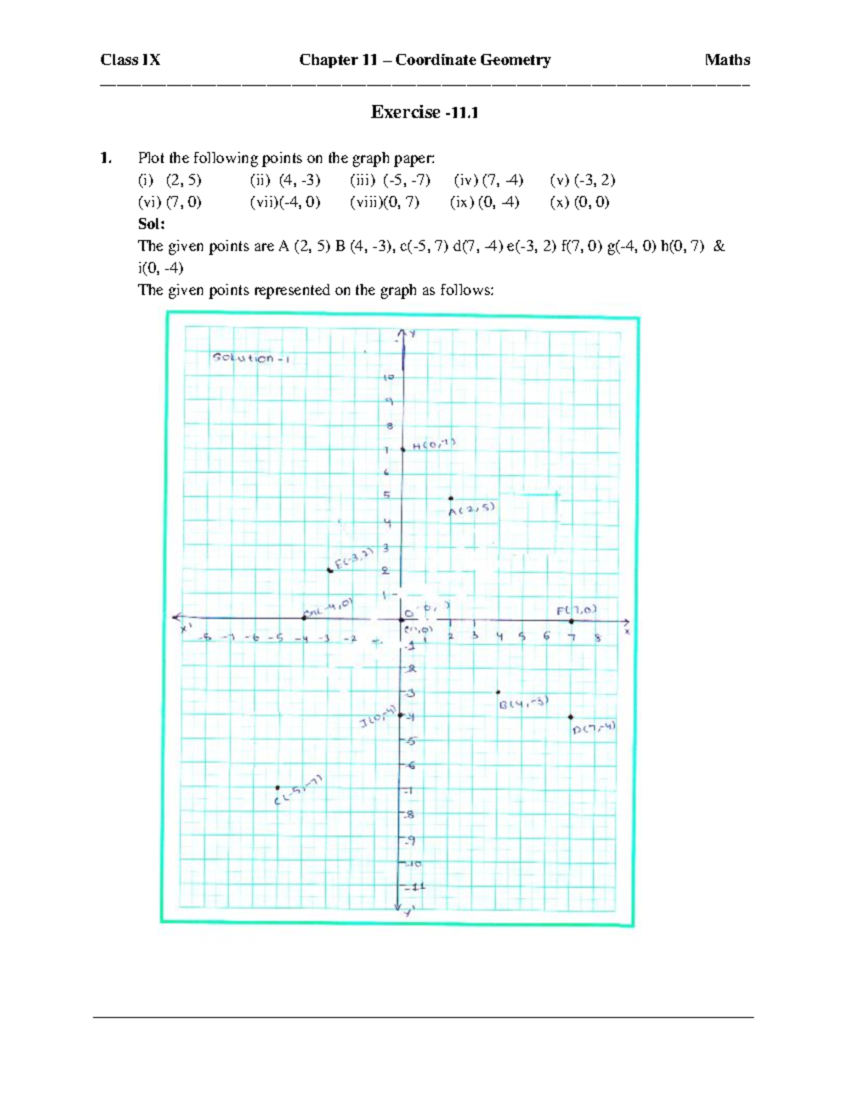 Chapter 11 Coordinate Geometry - Class IX Chapter 1 1 – Coordinate ...