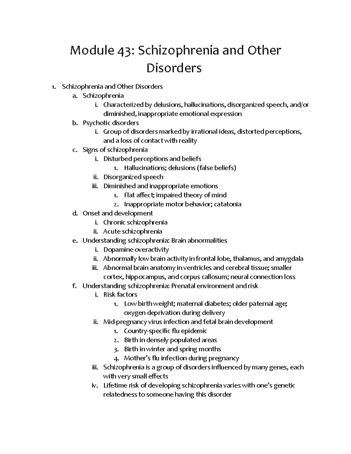 PSY1002 - Module 43 Lecture Notes - Module 43: Schizophrenia and Other ...