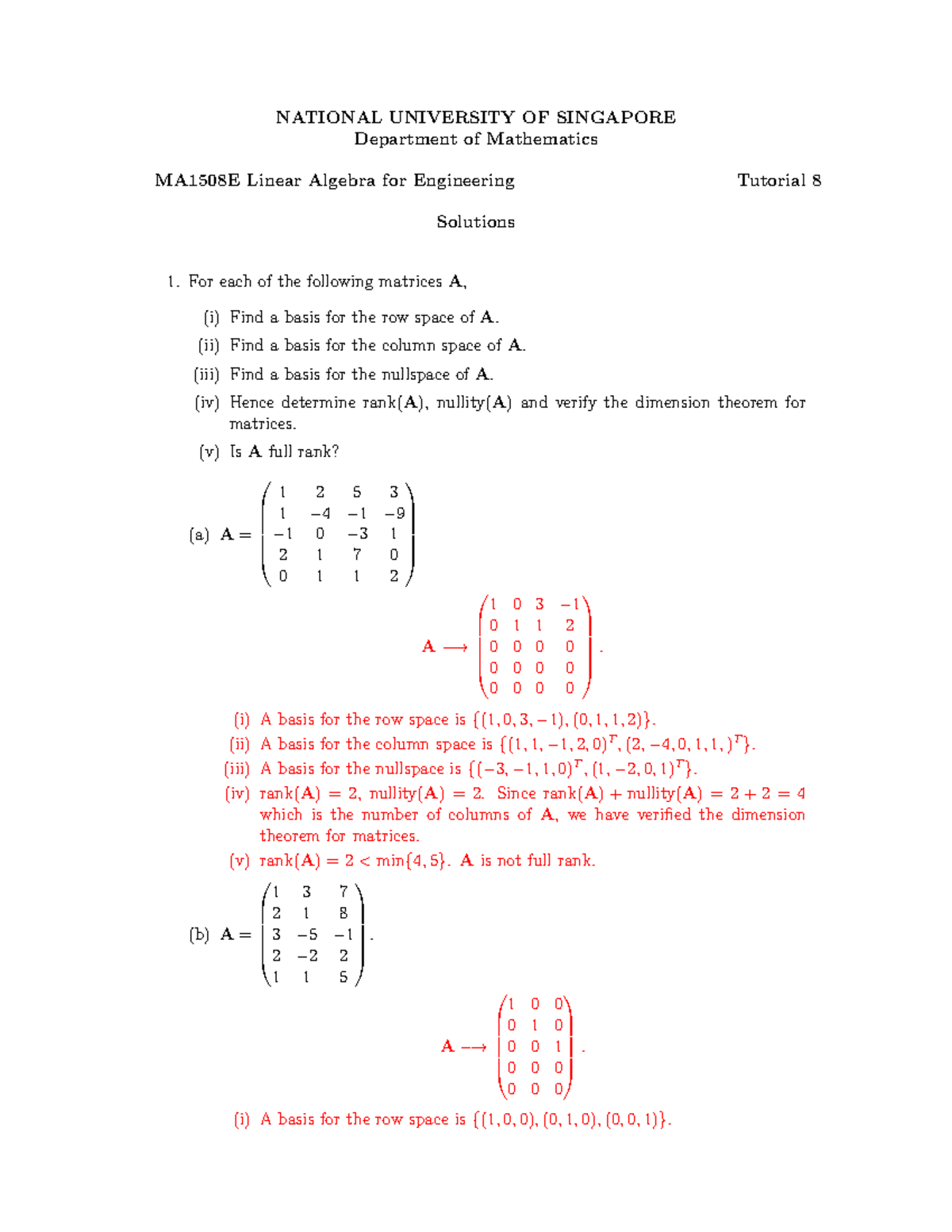 Tutorial 8(S) - NATIONAL UNIVERSITY OF SINGAPORE Department of ...