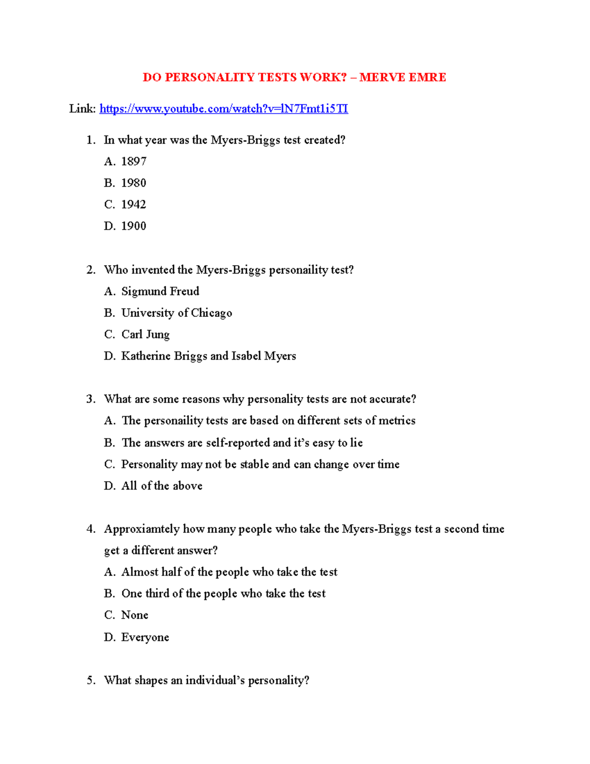 DO Personality Tests WORK (ss) - DO PERSONALITY TESTS WORK? – MERVE ...