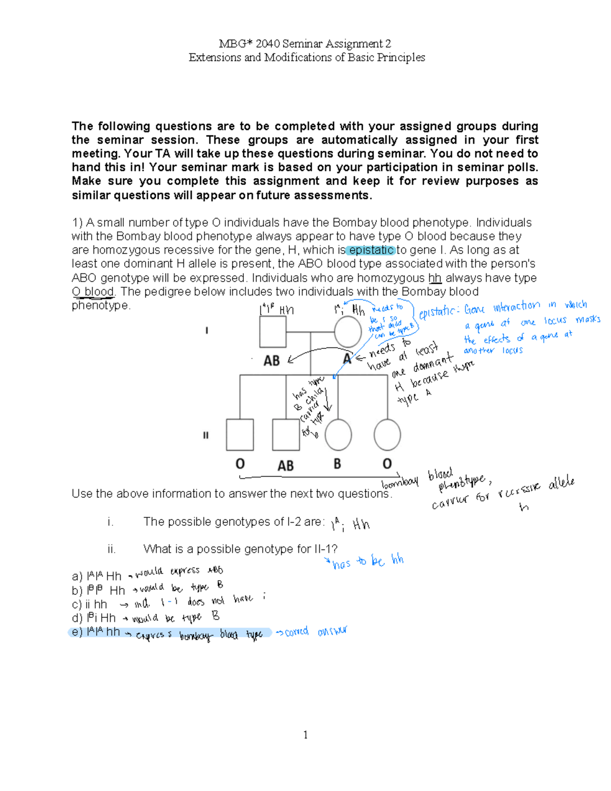 Seminar 2 Notes - MBG* 2040 Seminar Assignment 2 Extensions and ...