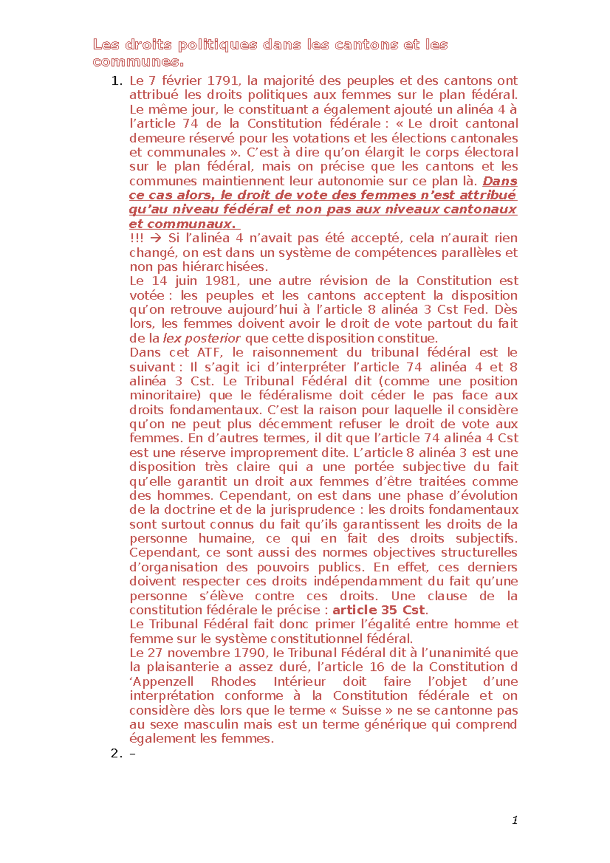 1. Les droits politiques dans les cantons et les communes - Le 7 ...