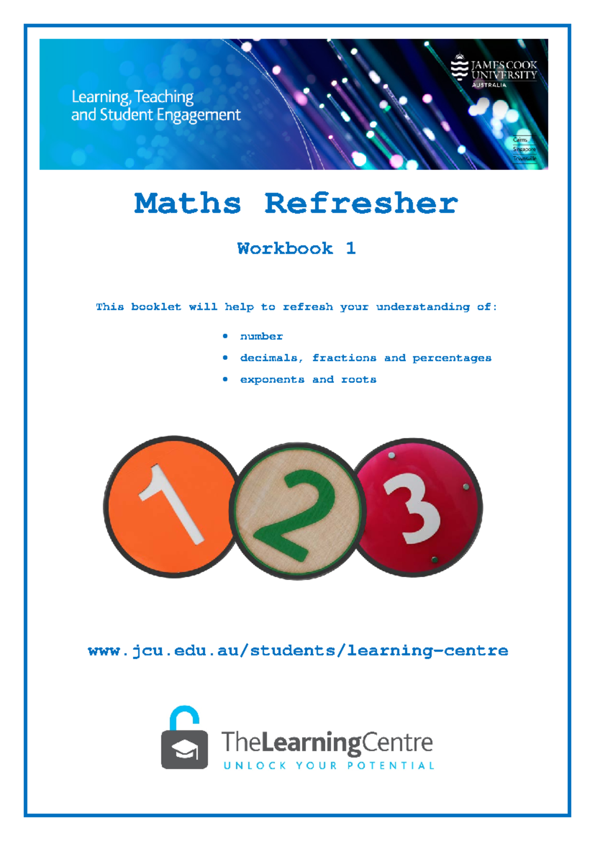 Refresher Maths - MATH 2400 - Maths Refresher Workbook 1 This booklet ...