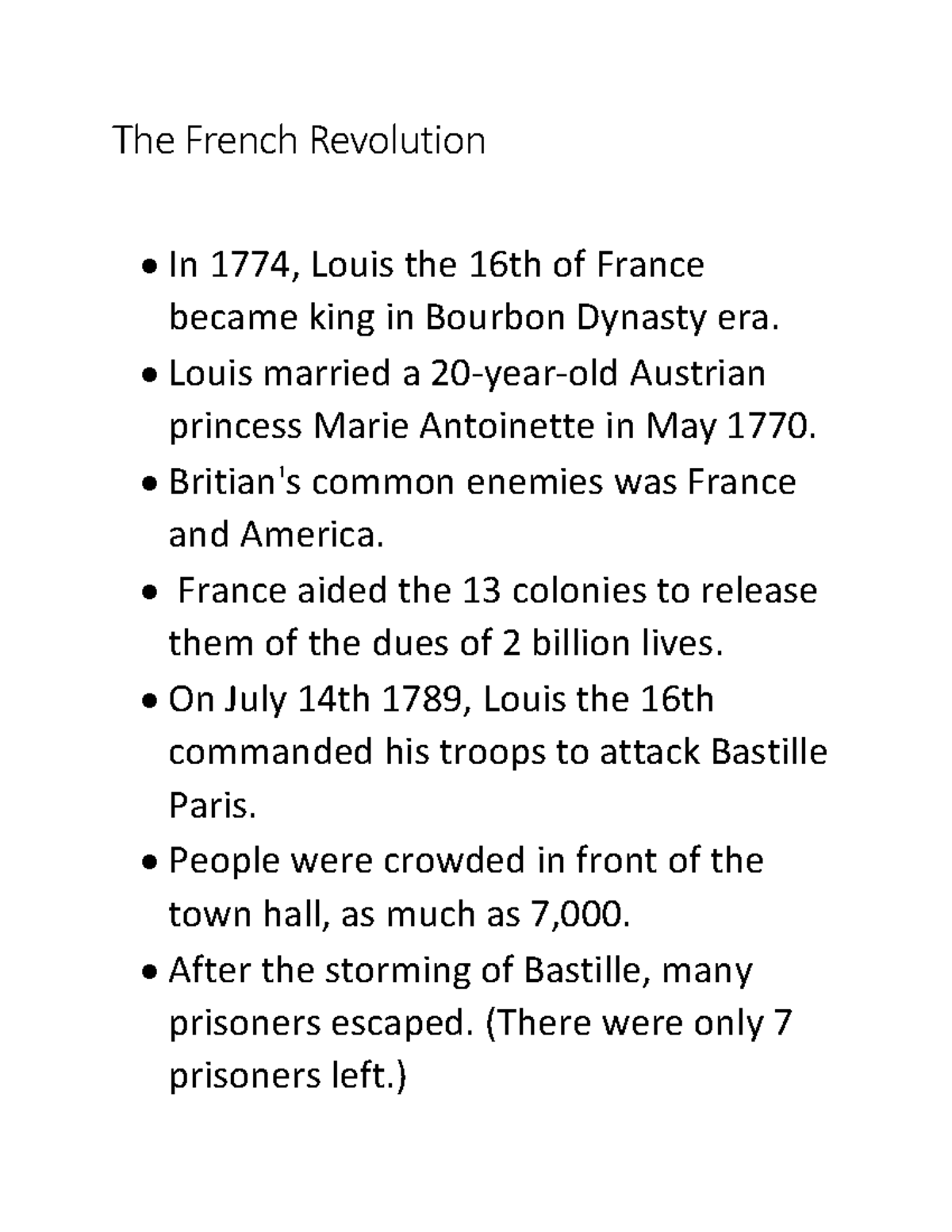 The French Revolution - Easy notes - The French Revolution In 1774 ...