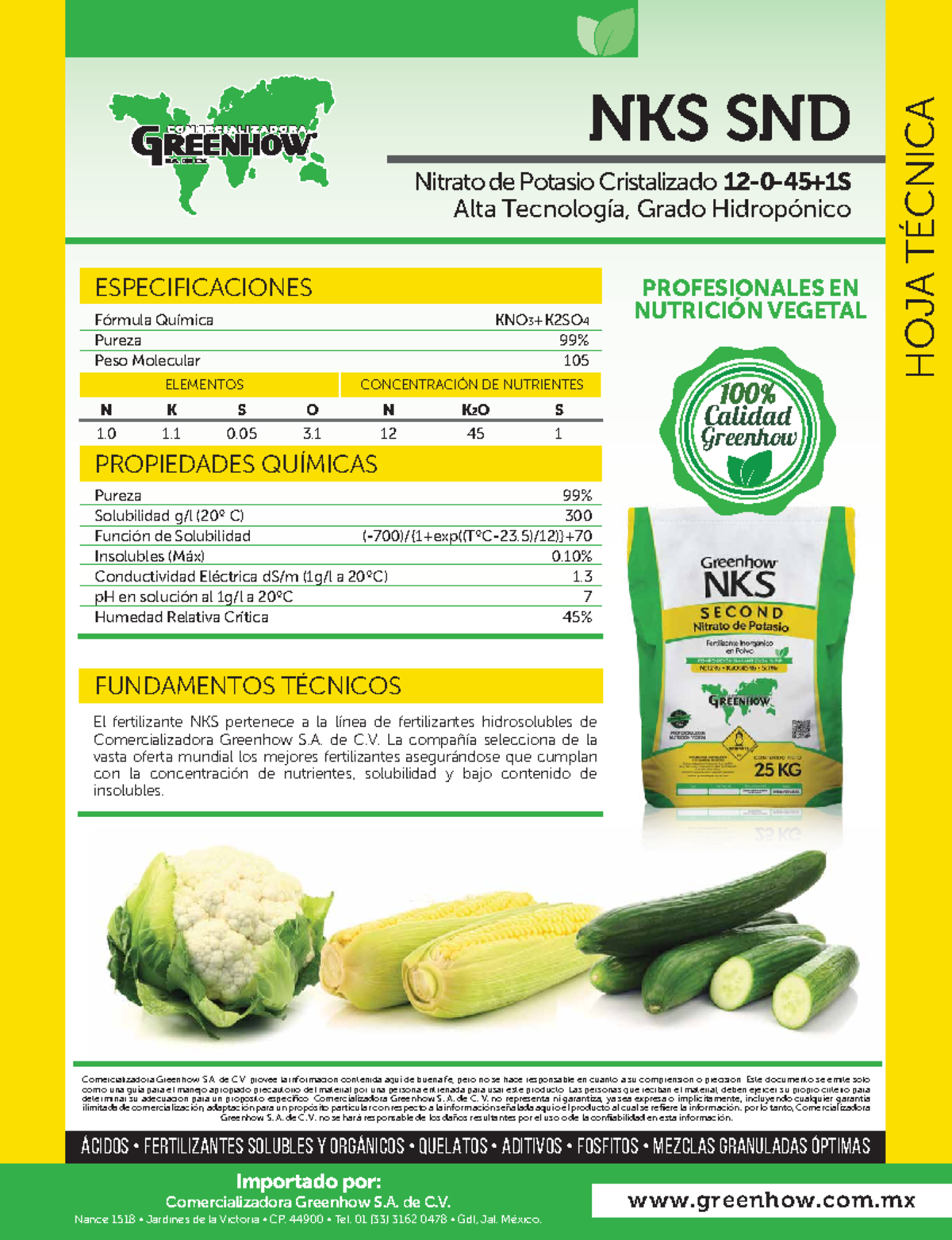 Ficha tecnica nks second - Comercializadora Greenhow S. de C. provee la ...