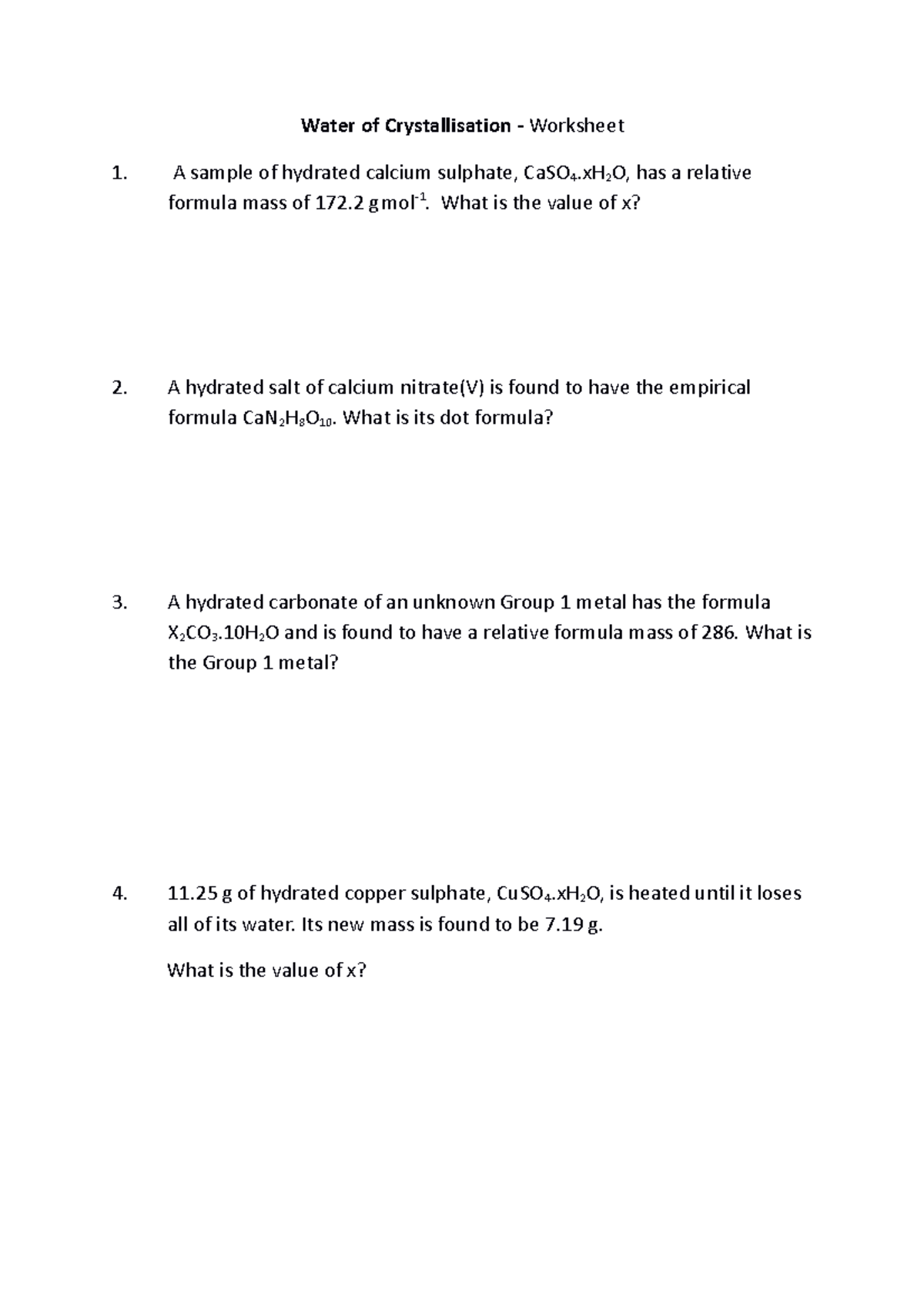 Water Of Crystallisation Worksheet XH 2 O Has A Relative Formula water-of-crystallisation-worksheet-xh-2-o-has-a-relative-formula