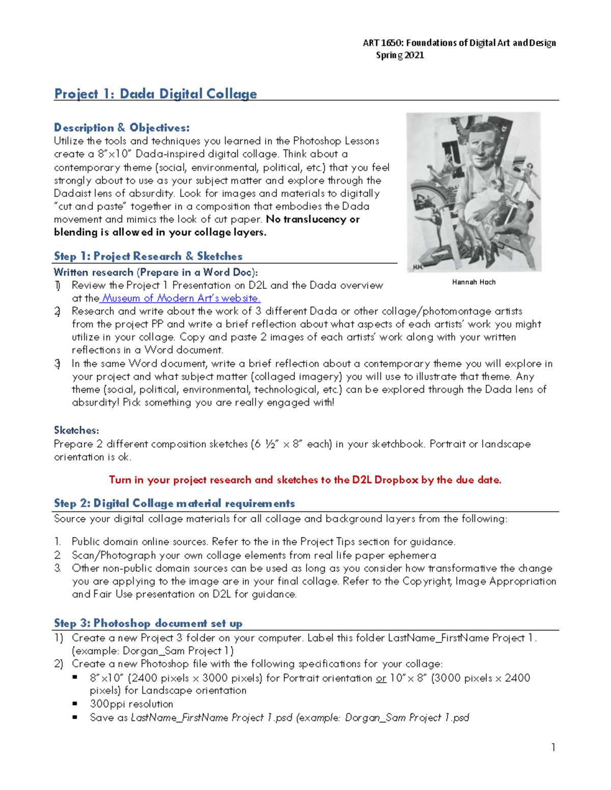 Project 1 Dada Digital Collage - ART 1610 - MTSU - Studocu