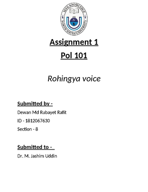 Pol101 assignment (1) - North South University Department of political ...