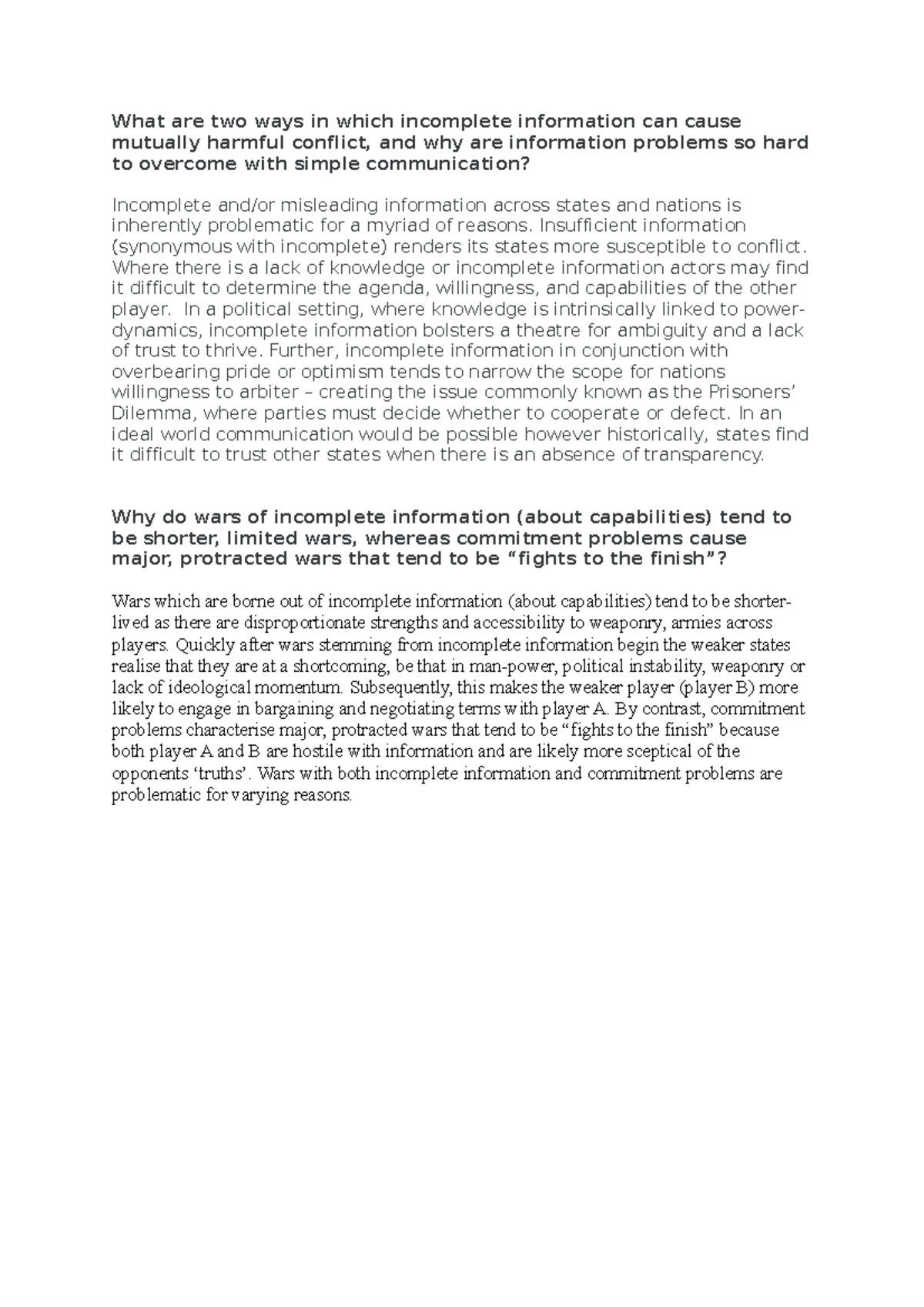 3. Practice Exam Q's - Two Practise responses for POLS1005 - What are ...