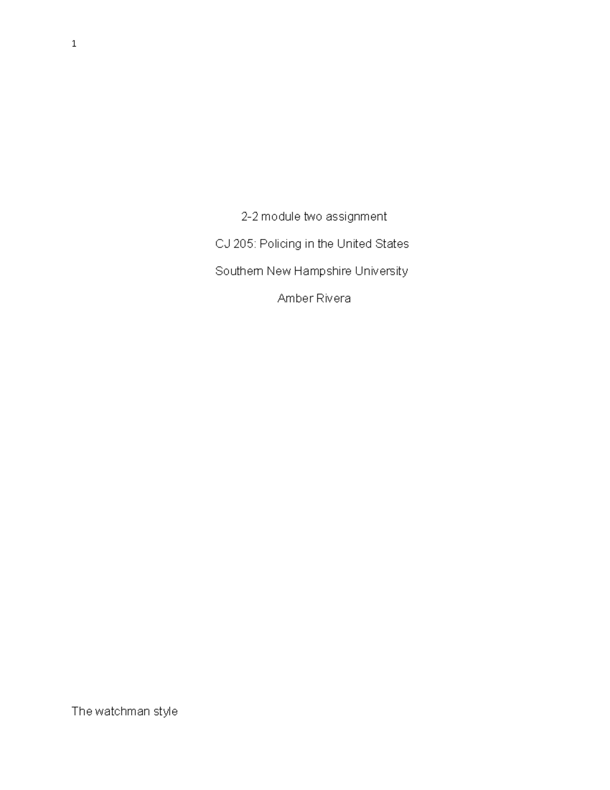 CJ 205 module two assignment - 2-2 module two assignment CJ 205 ...