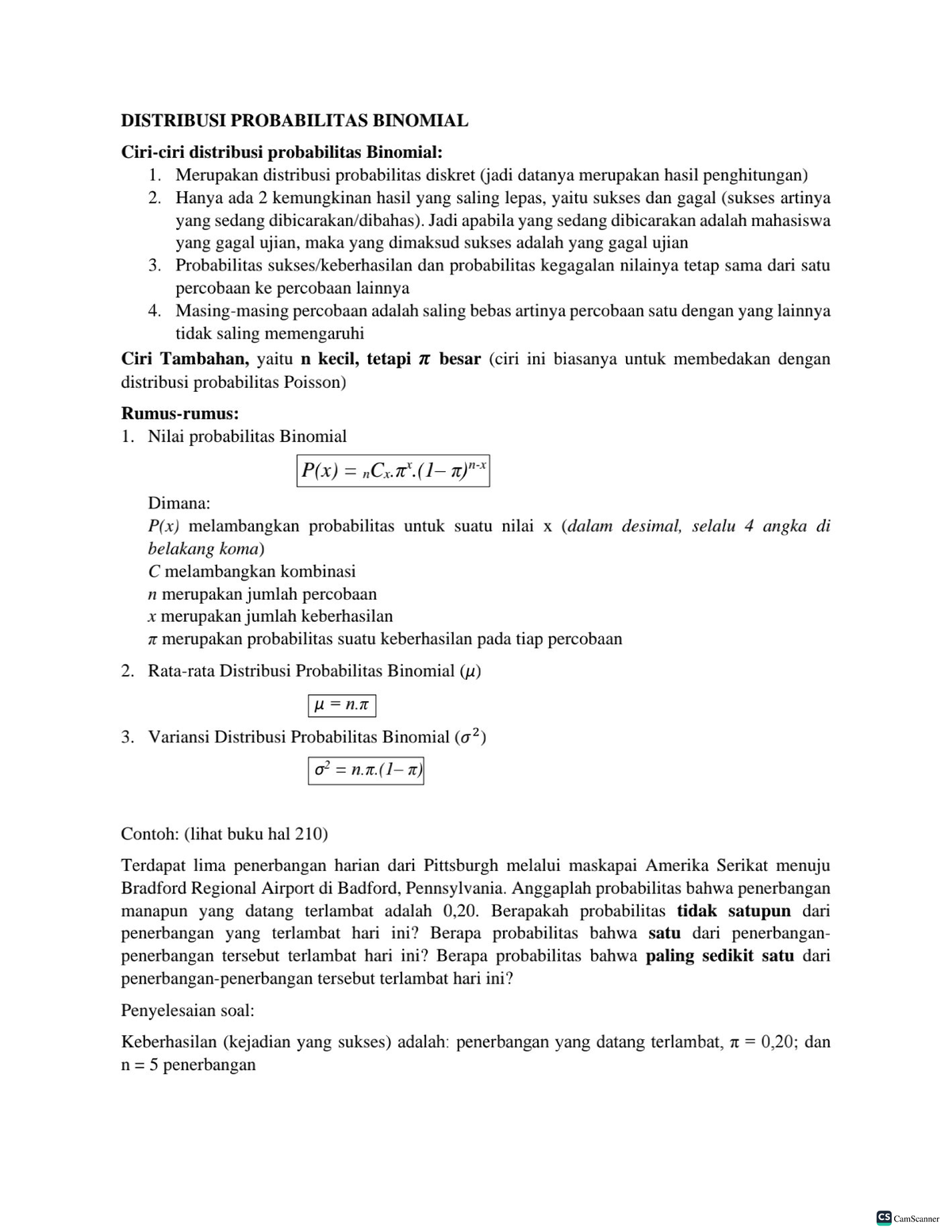 BAB 6-R - Distribusi Probabilitas Binomial - statistik - CamScanner CamScanner - Studocu