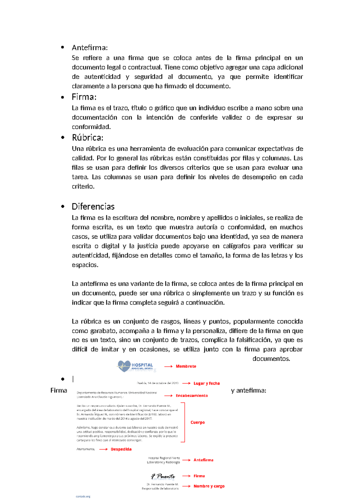 Firma, antefirma y rúbrica - Antefirma: Se refiere a una firma que se ...