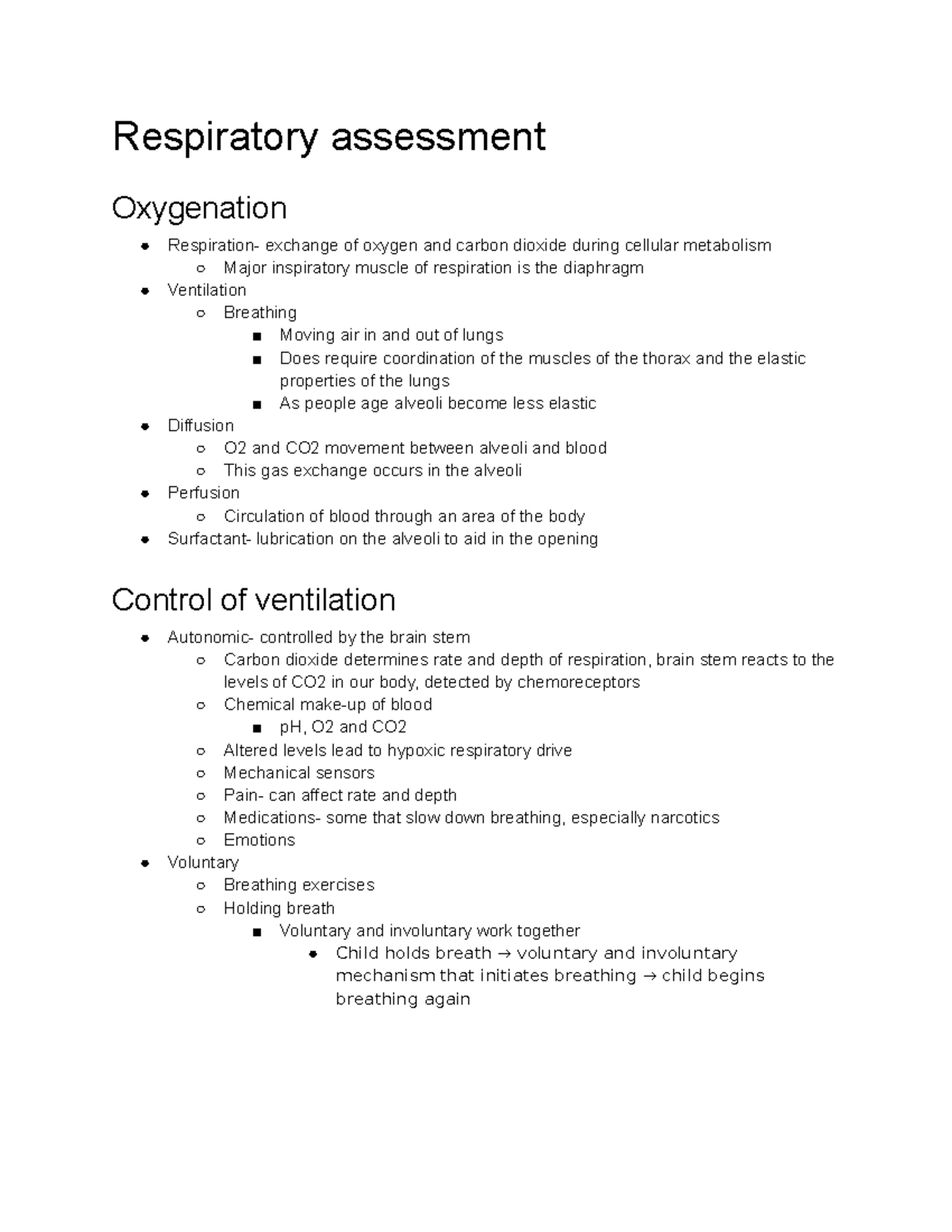 Respiratory assessment - Respiratory assessment Oxygenation Respiration ...