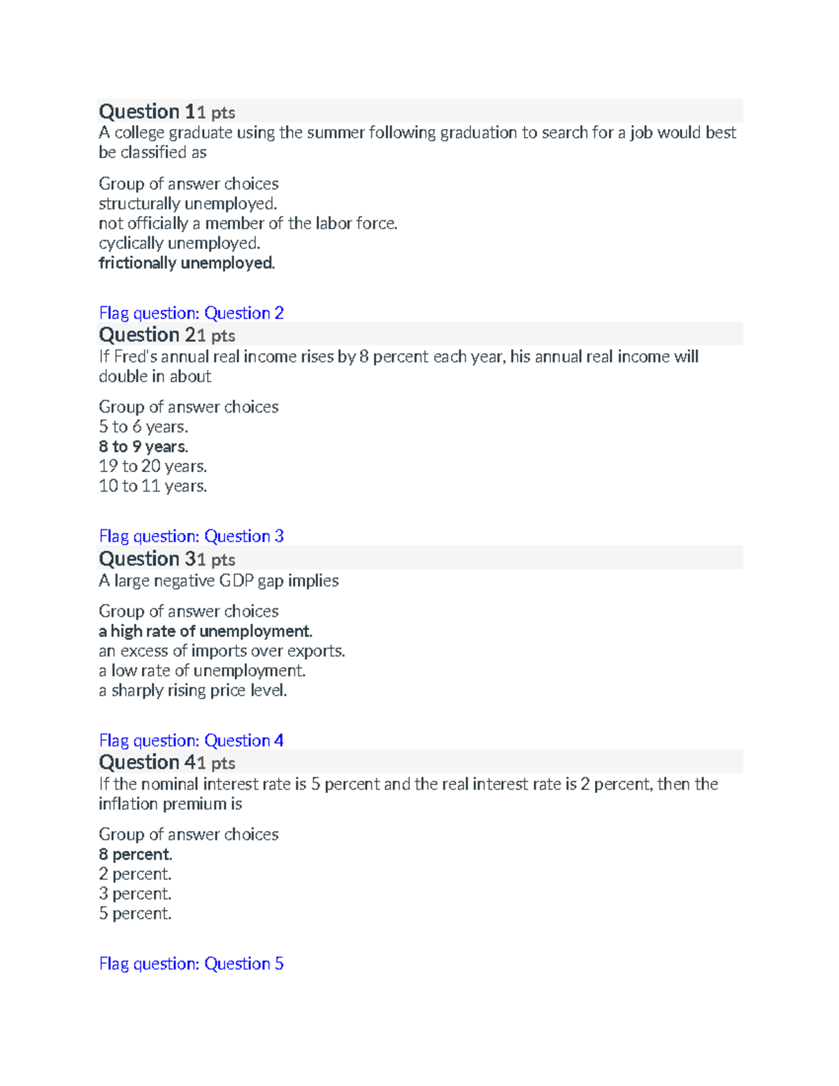 Chapter 29 - Business Cycles, Unemployment, and Inflation Quiz - A ...