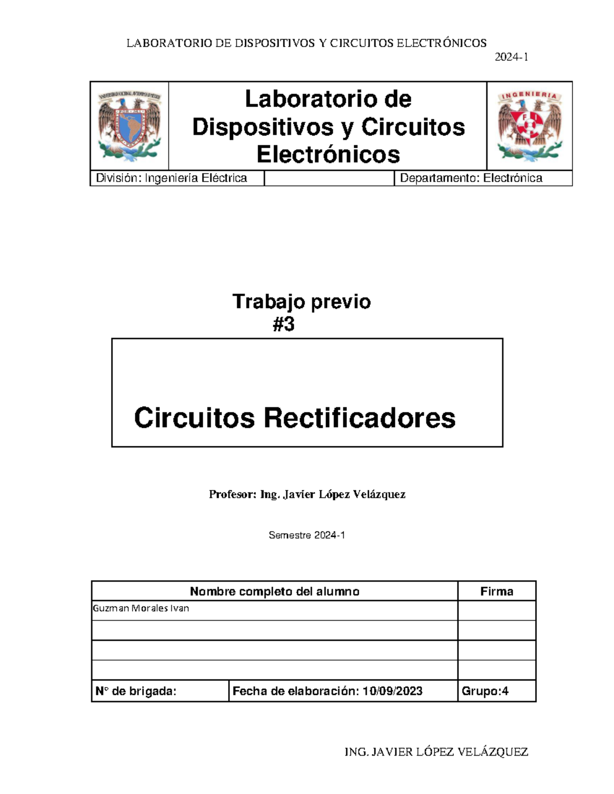 Trabajo Previo A LA Practica 3 - 2024 - 1 Laboratorio de Dispositivos y Circuitos Electrónicos ...