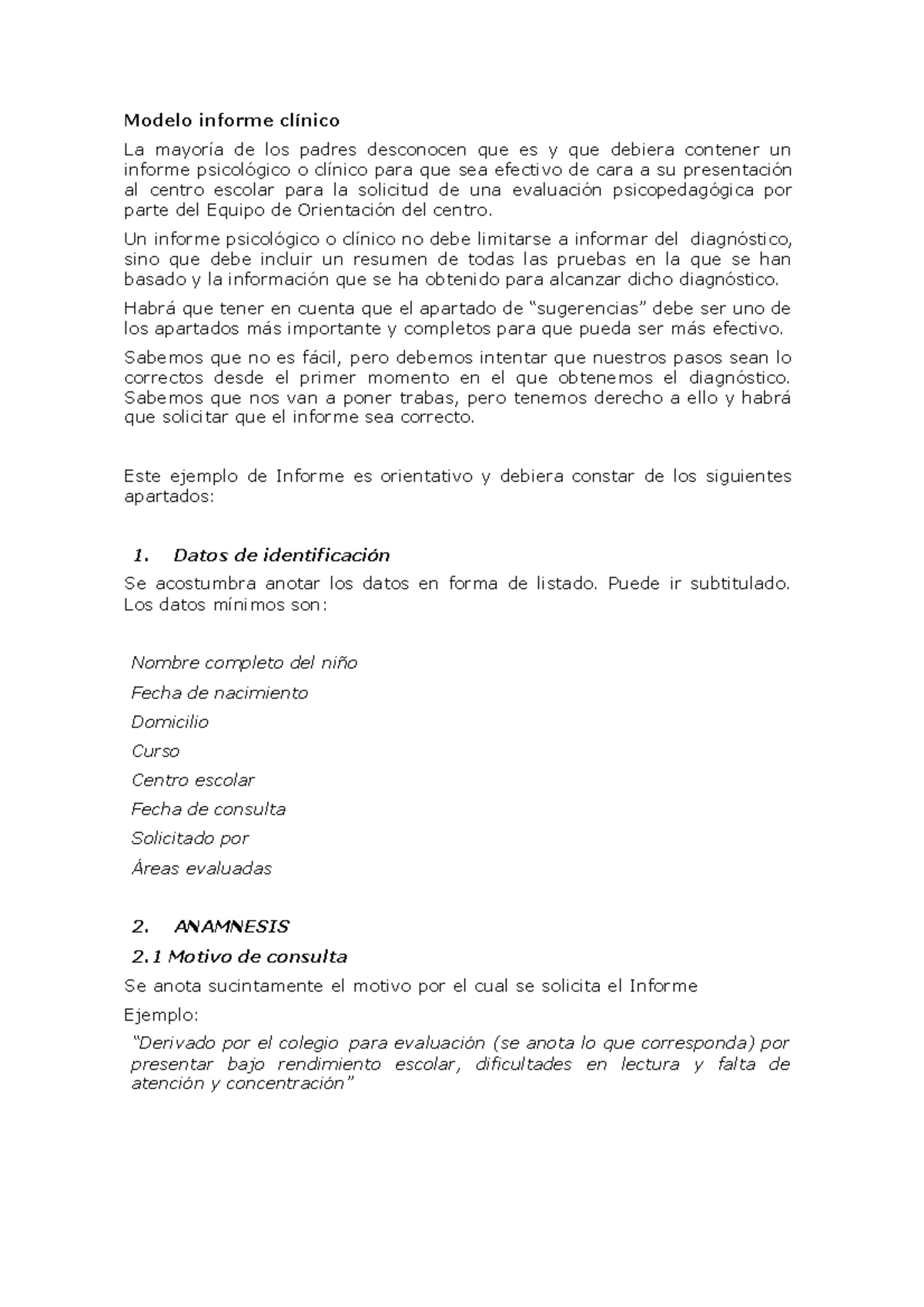 Ejemplo De Informe Pericial Psicol Gico