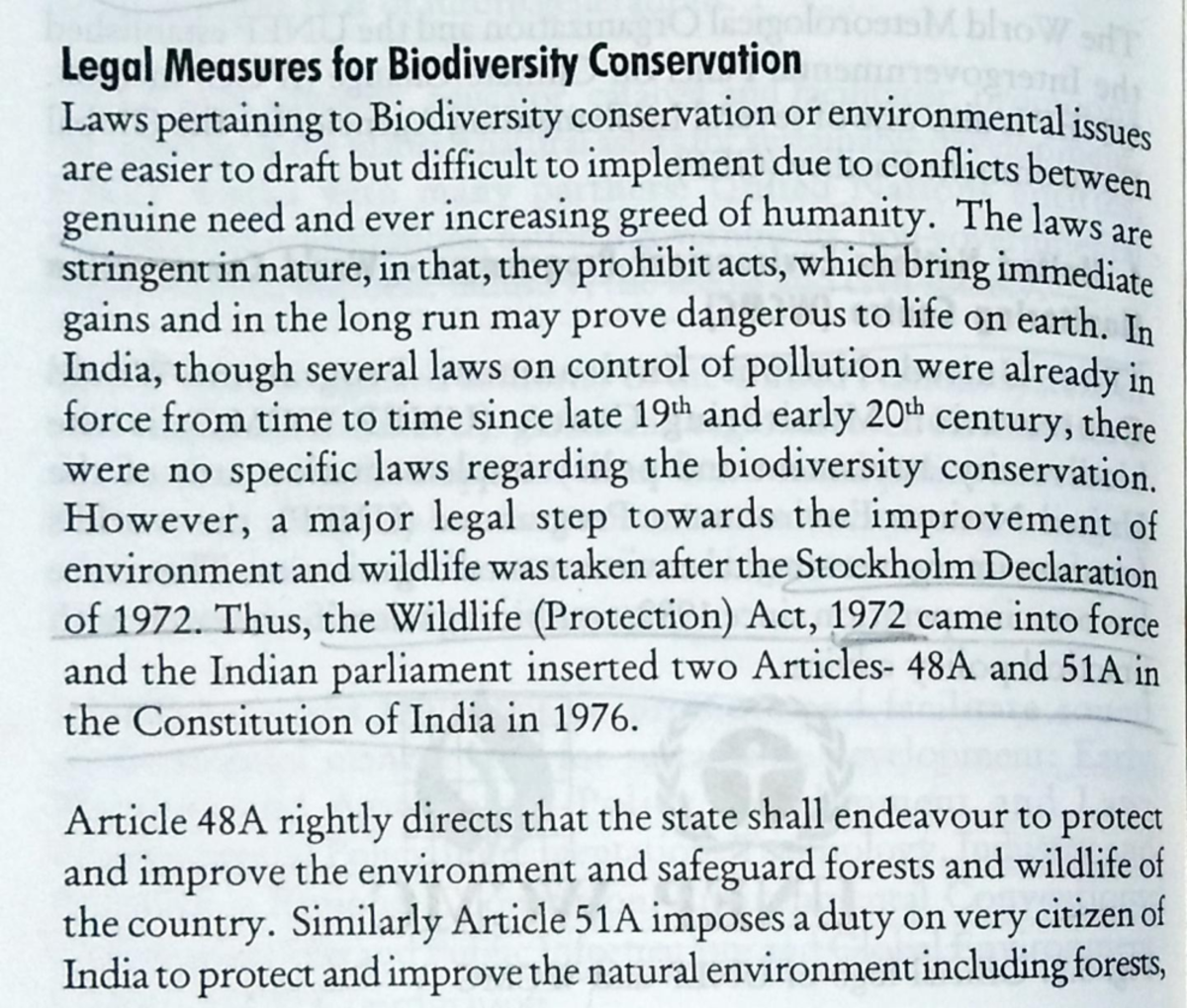 Legal measures for biodiversity Conservation - Zoology - Studocu