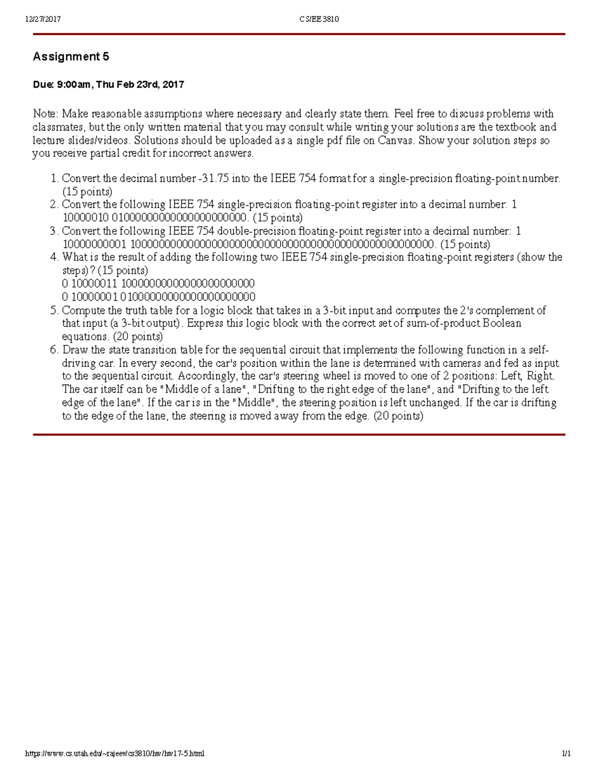 Assignment 5 - Feel free to discuss problems with classmates, but the ...