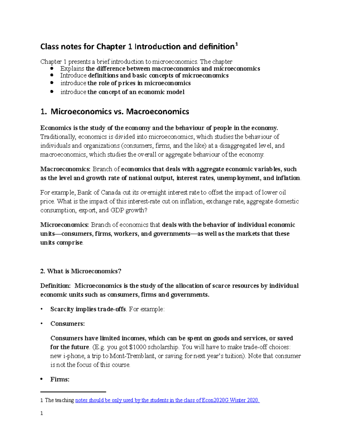 Chapters 1 and 6 - Lecture notes Lecture 1-3 - Class notes for Chapter ...