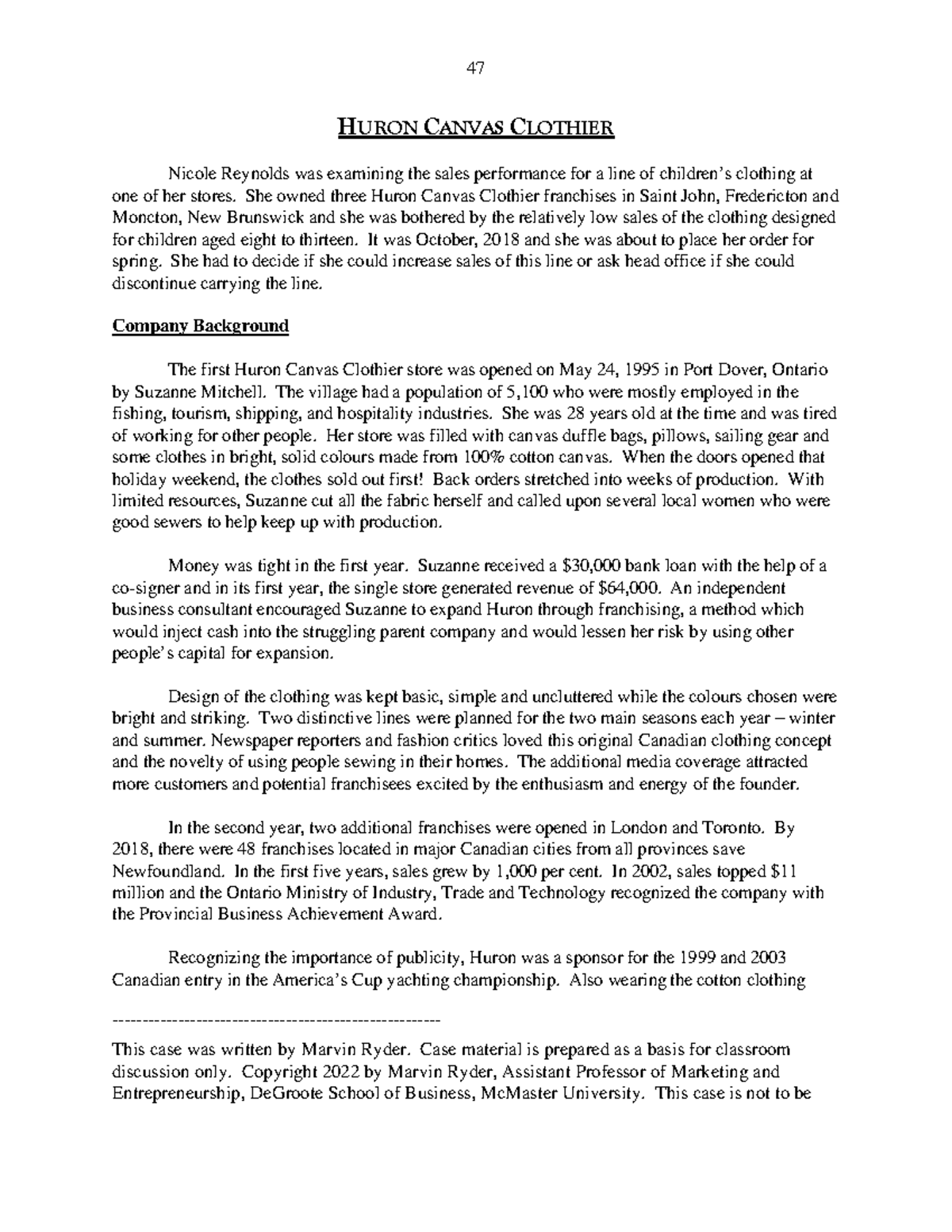 Huron Canvas Case - case 1 - HURON CANVAS CLOTHIER Nicole Reynolds was ...