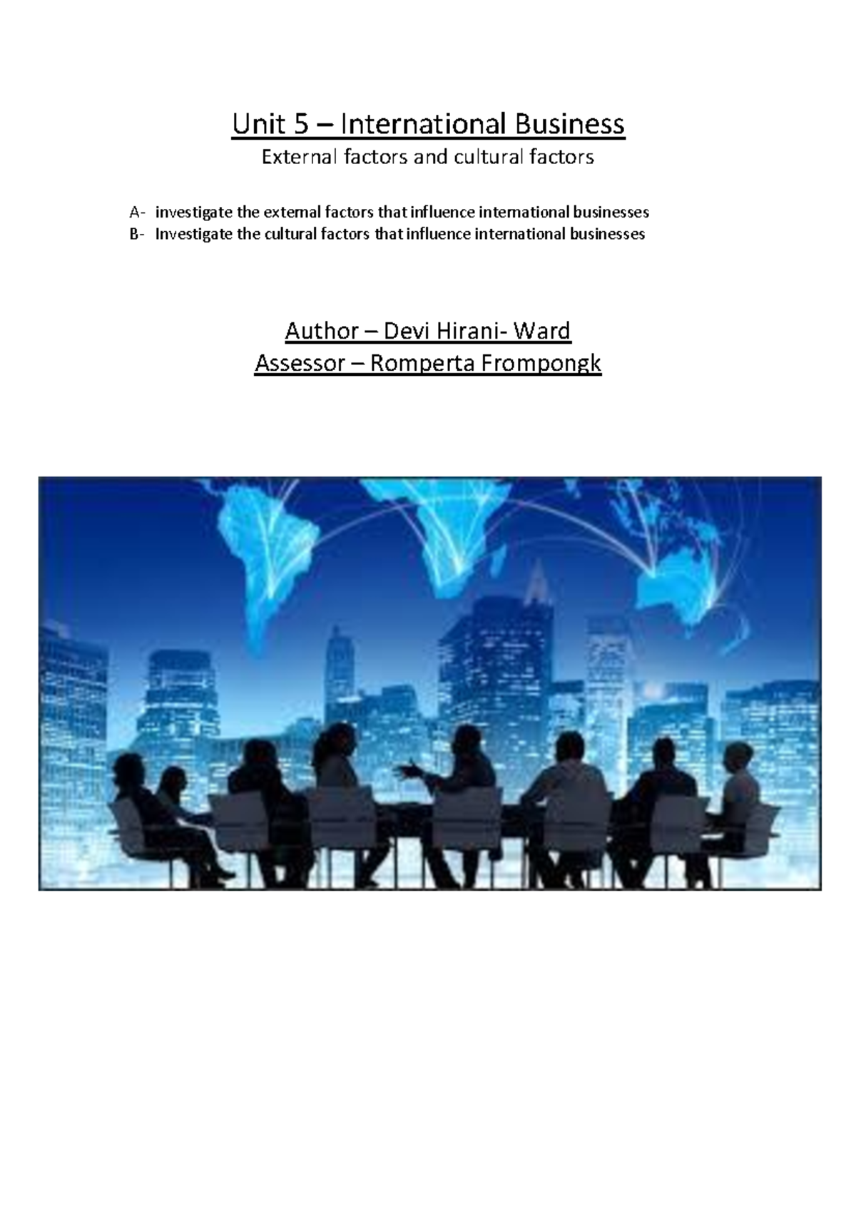 Unit 5 Devi CD - Ggmmmk - Unit 5 – International Business External ...