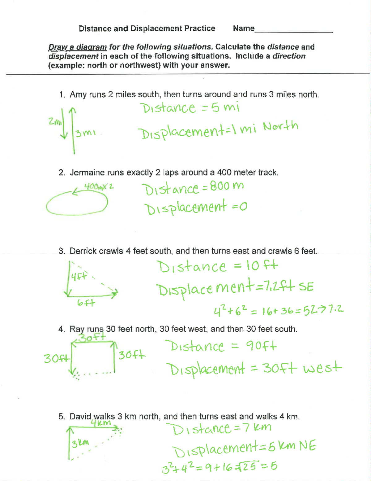 Distance and Displacement Pkt Key - Physics 1 Lec - Studocu