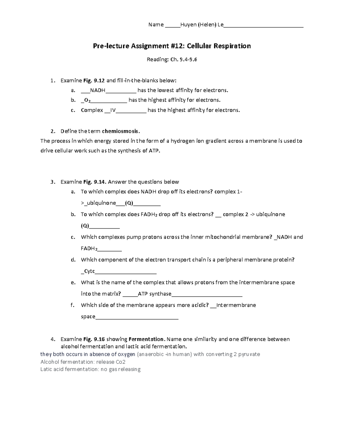 Prelecture Assignment 12 Ch. 9 - Name Huyen (Helen) Le_____________________ Pre-lecture ...