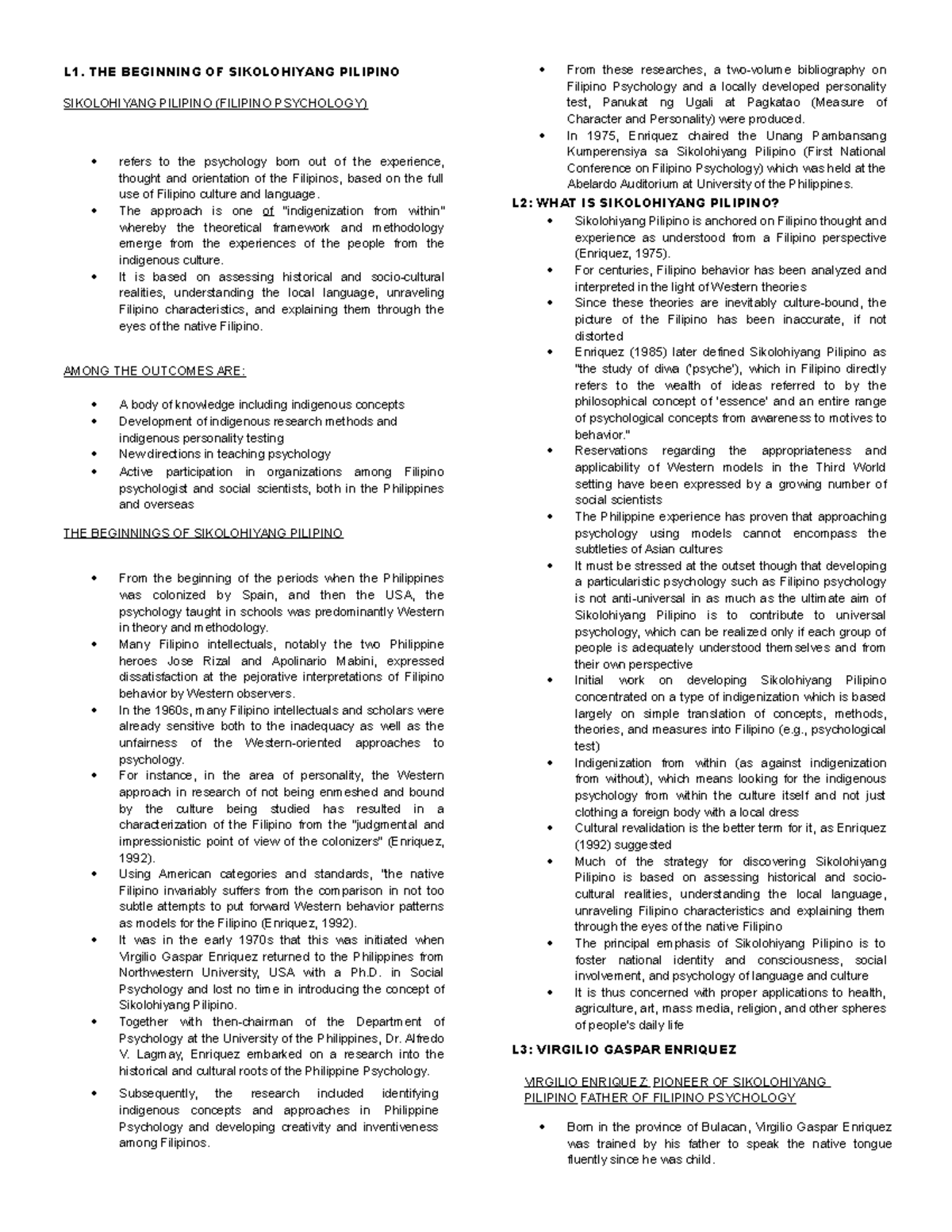 SIKP-L1-L10 - PSYCHOLOGY - L1. THE BEGINNING OF SIKOLOHIYANG PILIPINO SIKOLOHIYANG PILIPINO ...