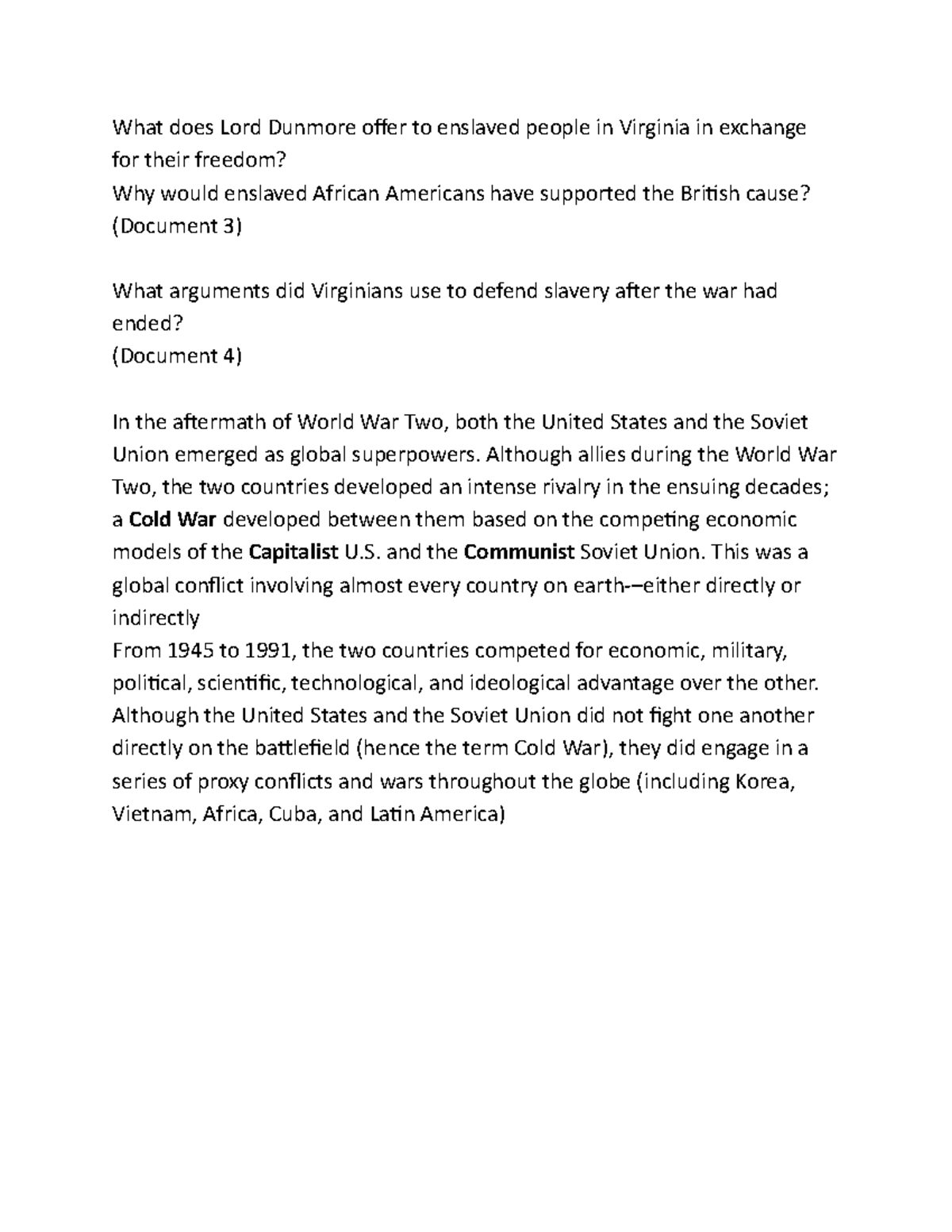 African Americans in the Revolution Lecture Notes 2 - What does Lord ...