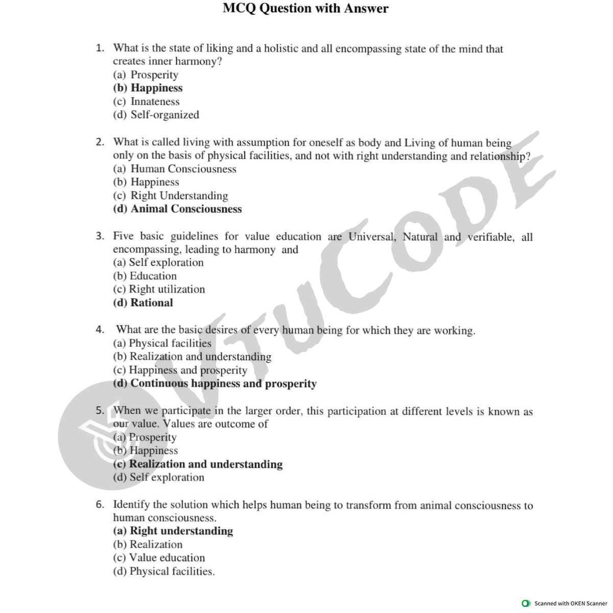 all-MCQ-UHV-2021-scheme-4th sem - Universal Human Values and ...