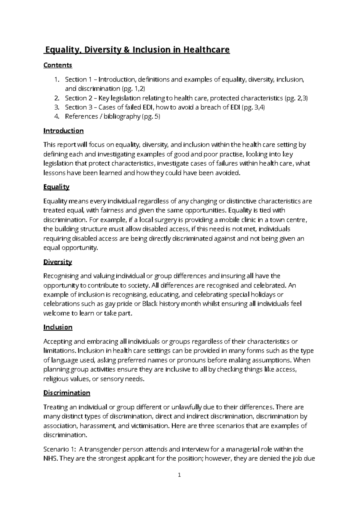 UNIT 6 1st Draft - Equality, Diversity & Inclusion in Healthcare ...