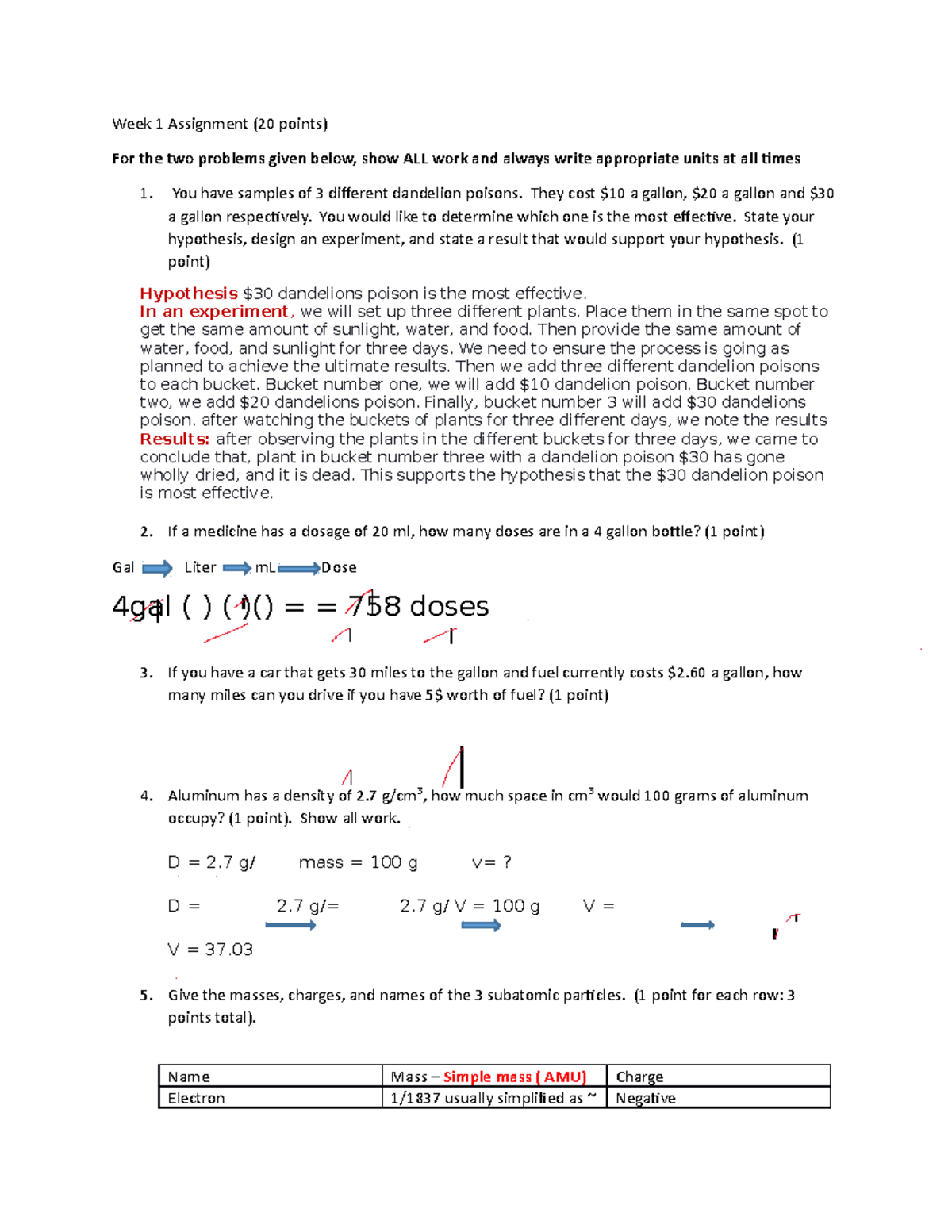 Week 1 Assignment-20 points - Week 1 Assignment (20 points) For the two ...
