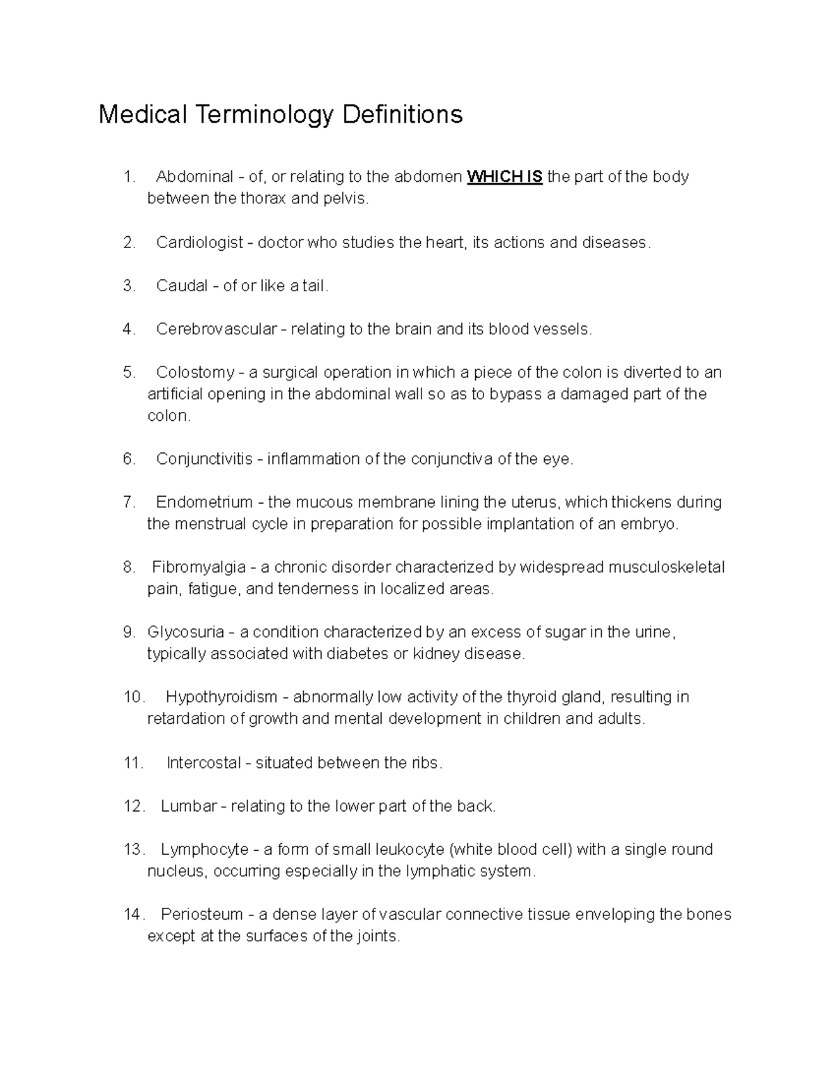 Naisha Parmar - Medical Terminology Definitions - Medical Terminology ...